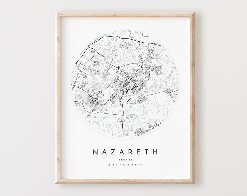 Nazareth Map Print, Nazareth Map Poster City Wall Art, Nazareth Road ...
