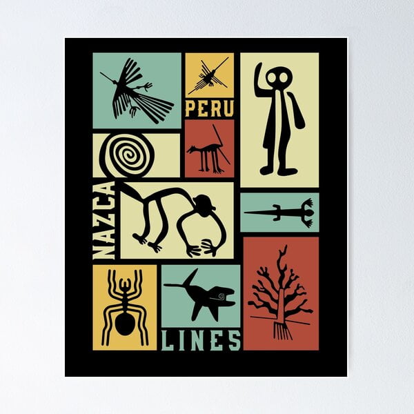 Nazca Lines - Peruvian Geoglyphs - Retro Box Art - Condor, Monkey ...