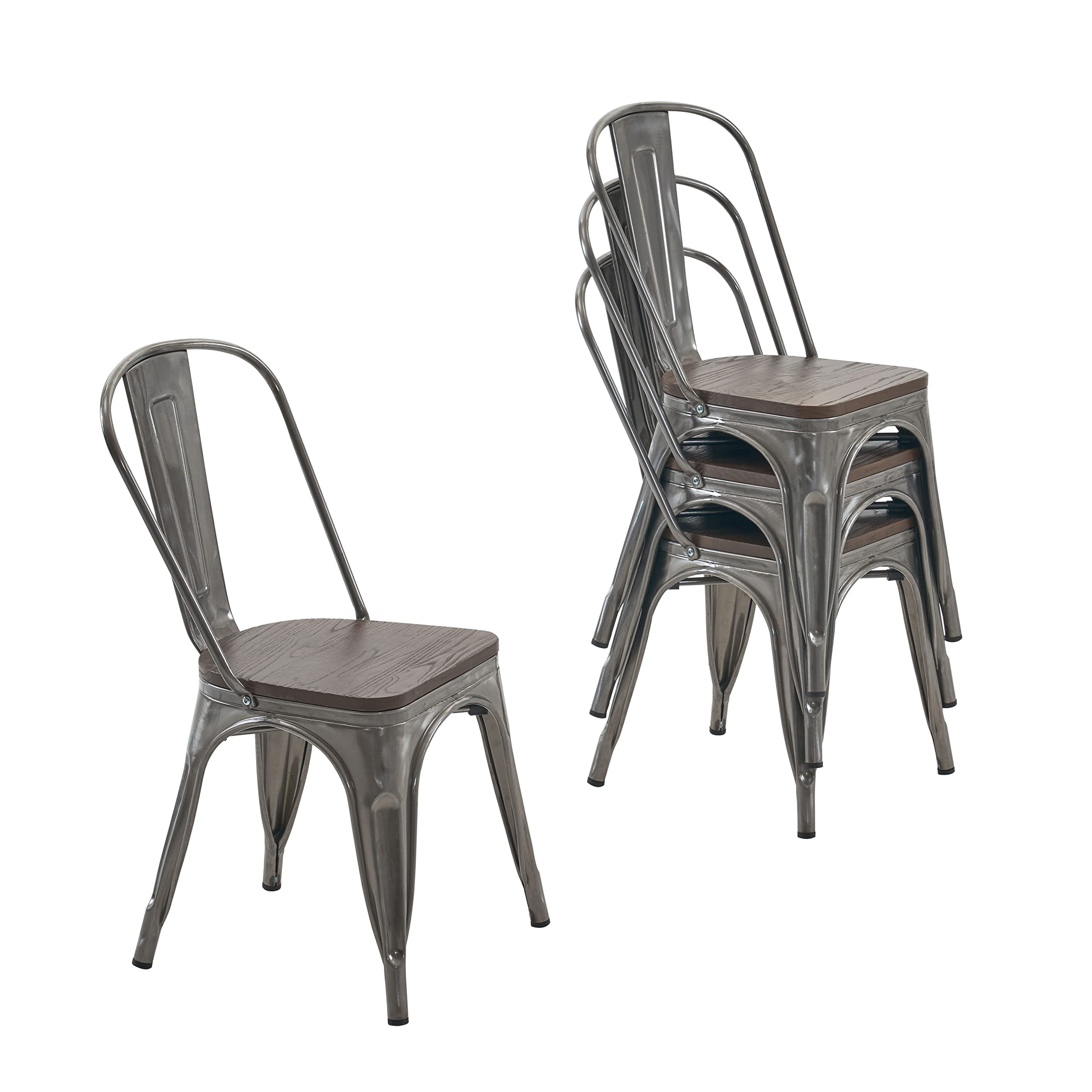 Brushed metal dining chairs store