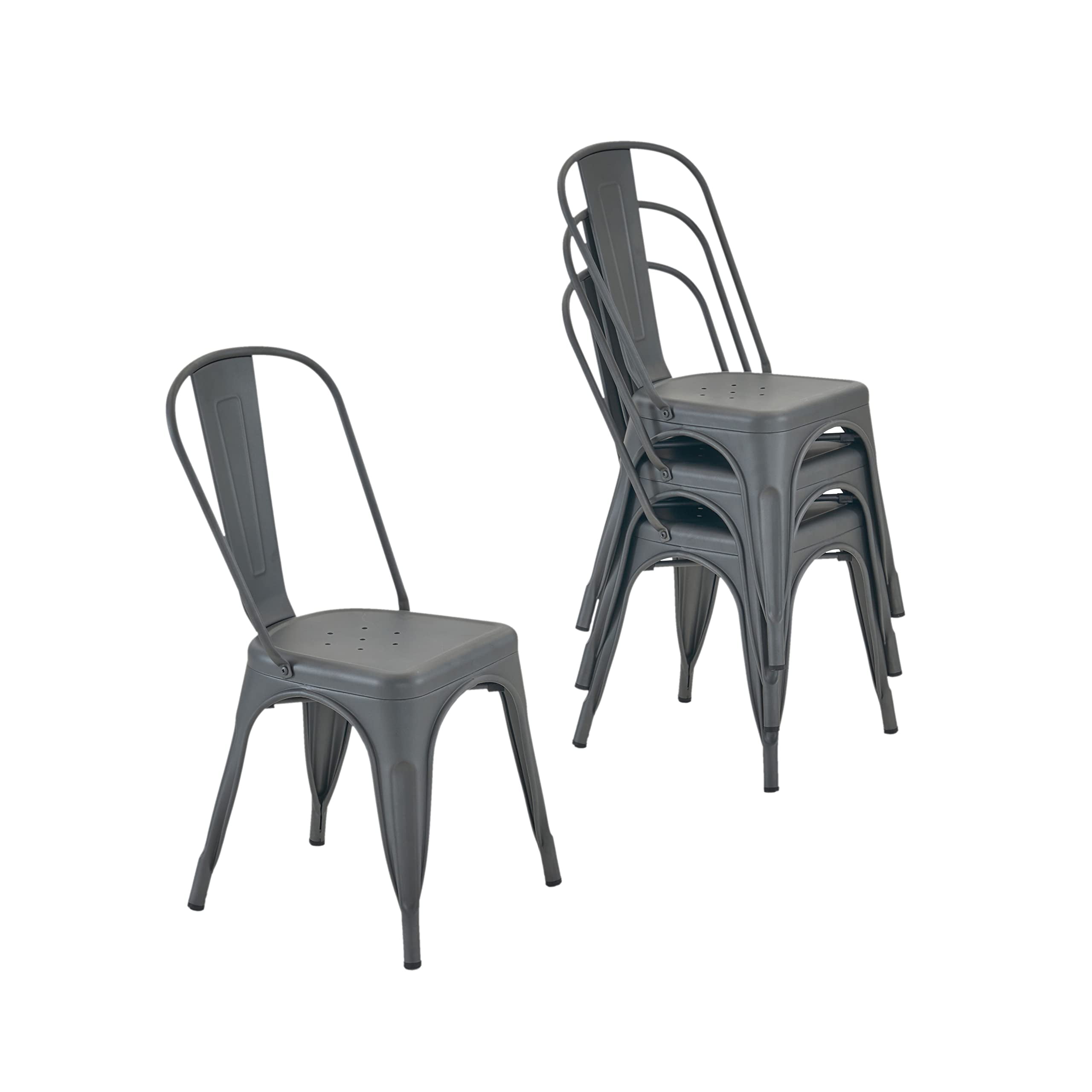 Nazhura Metal Dining Chair Farmhouse Tolix Style for Kitchen Dining ...