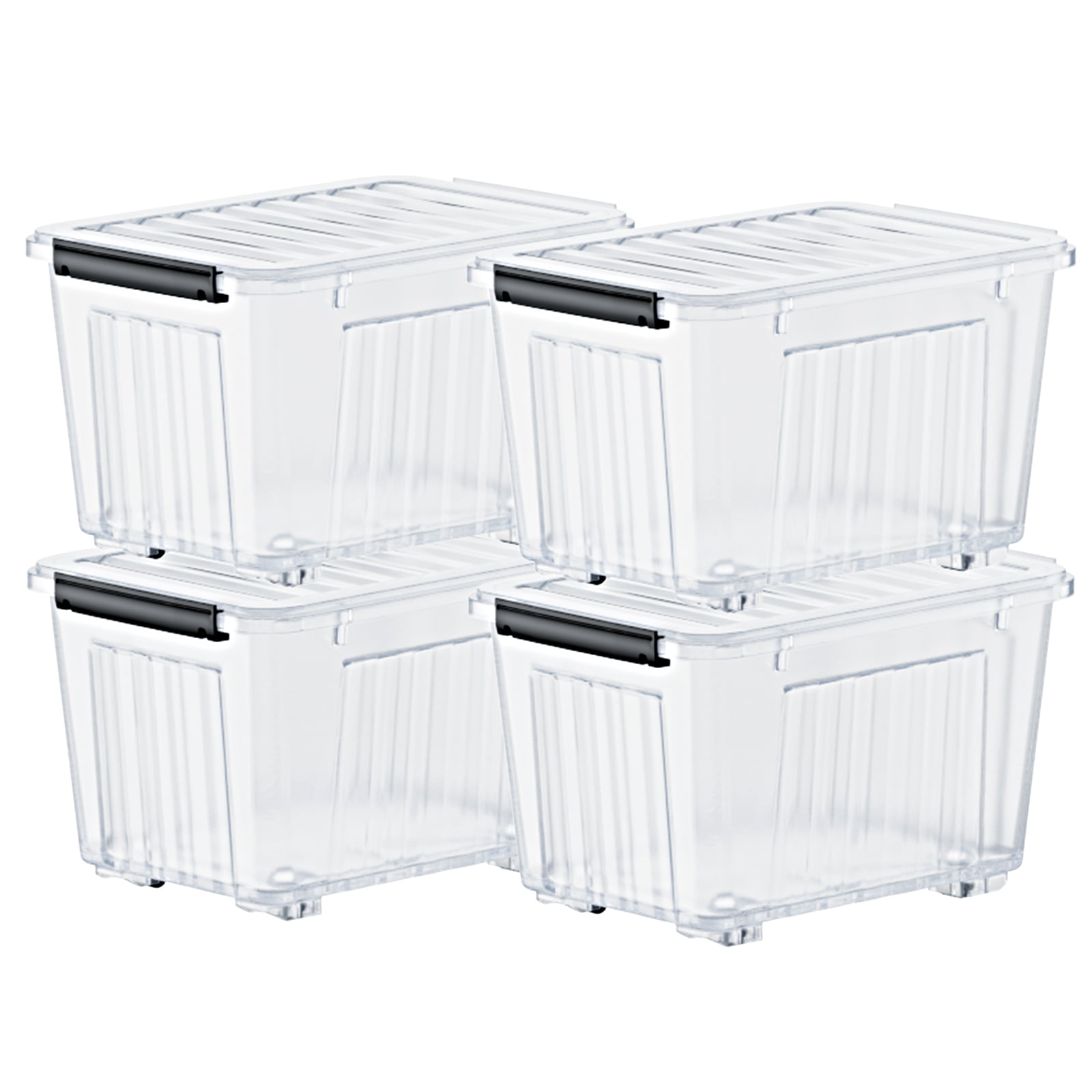 Nazhura Clear Plastic Storage Bin, Stackable, Nestable, Secure Seal, 72 ...