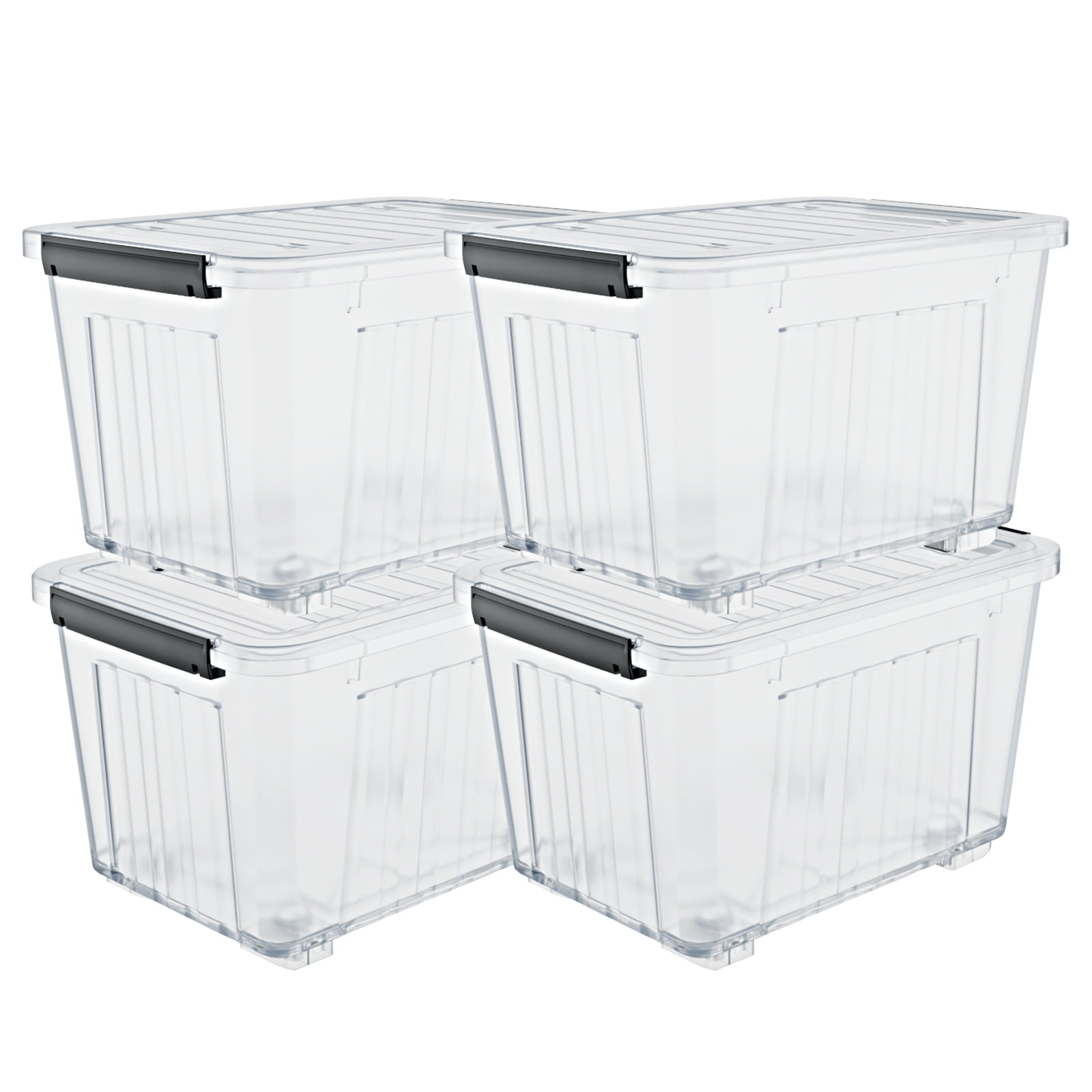 Nazhura Plastic Storage Bin, 97 Qt Clear Stackable Containers with Lids ...