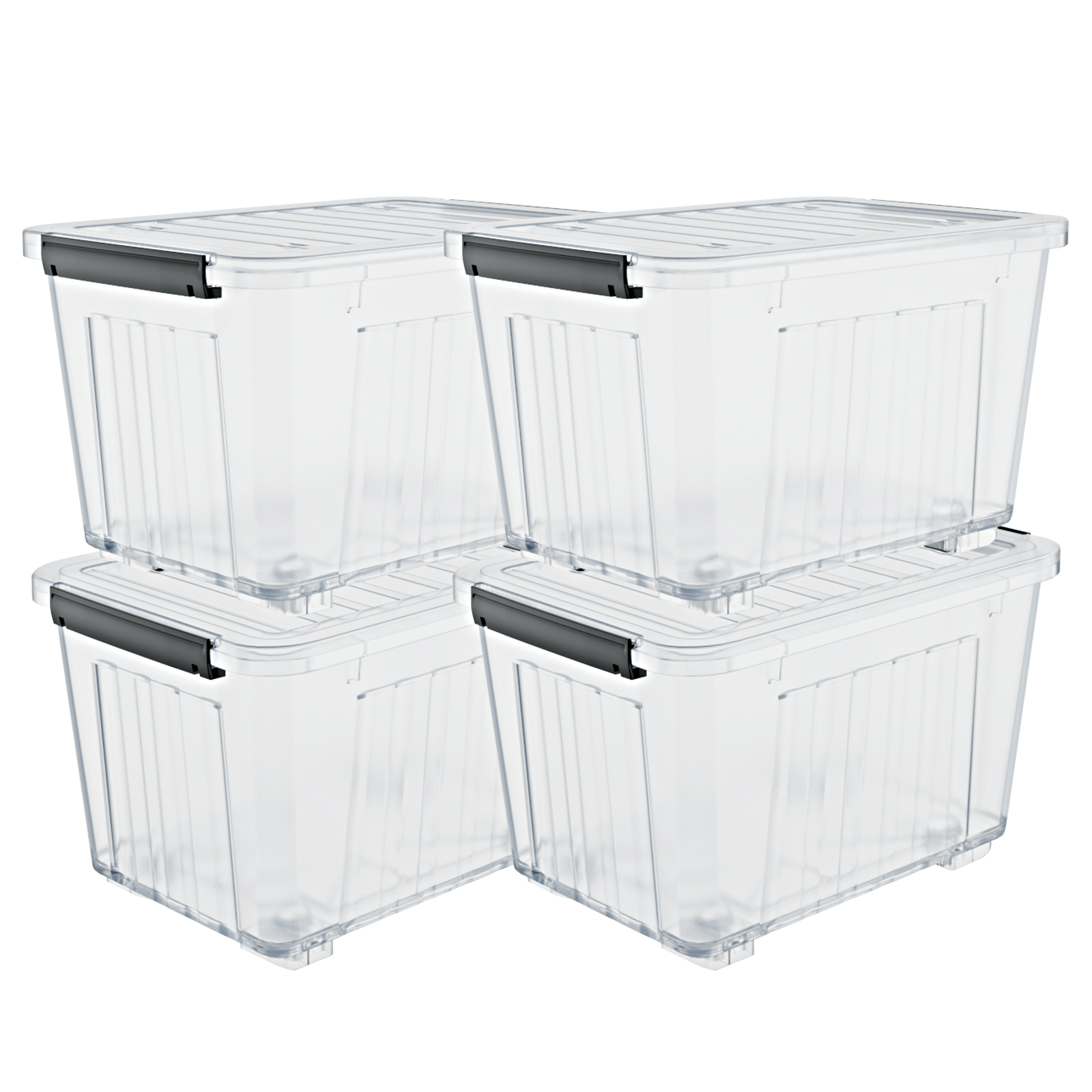 HART 200 Quart Latching Rolling Plastic Storage Bin Container, Clear ...