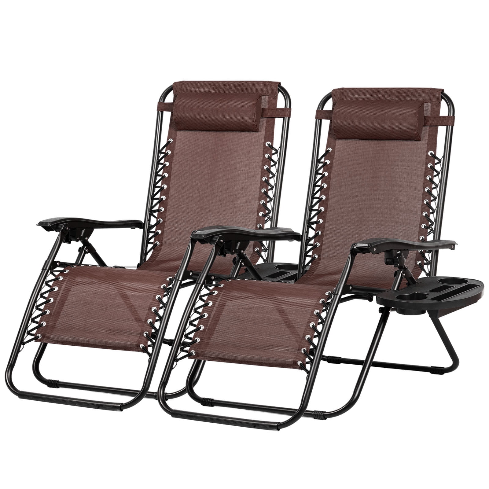 Nazhura Set of 2 Outdoor Patio Recliners, Adjustable Steel Mesh Lounge ...