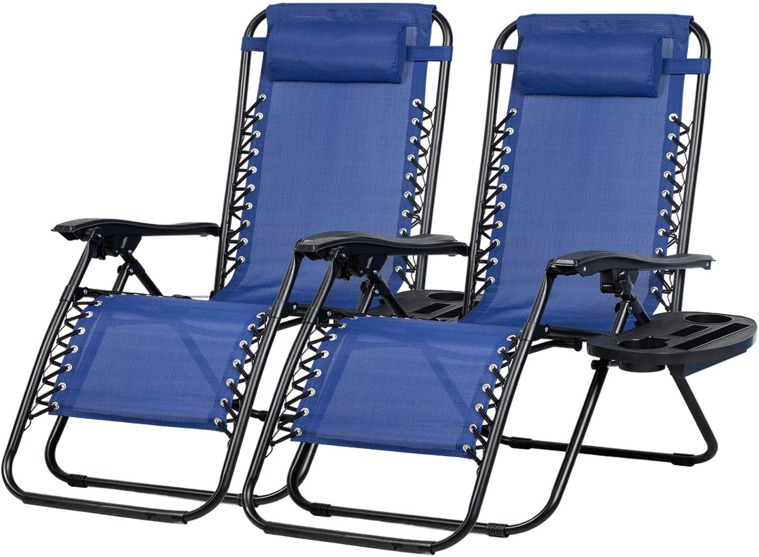 Nazhura Set of 2 Relaxing Recliners Patio Chairs Adjustable Steel Mesh ...