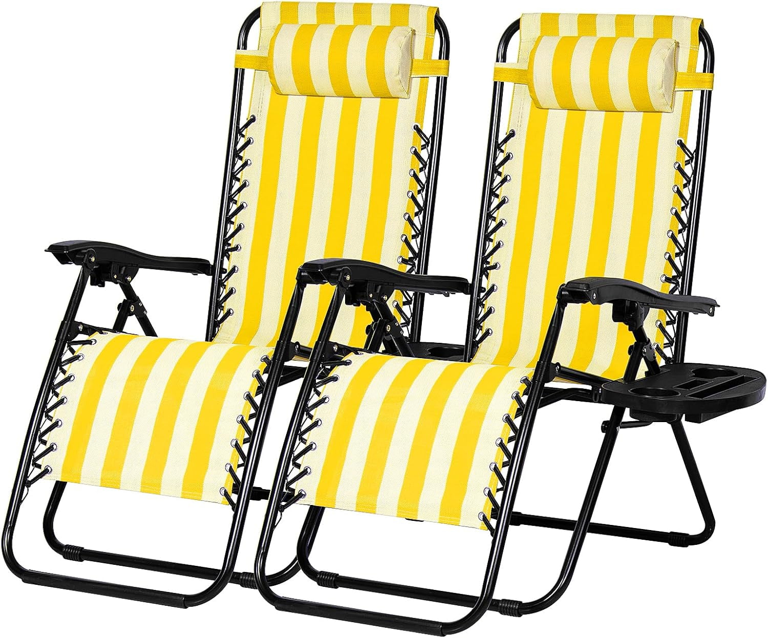 Nazhura Set of 2 Relaxing Recliners Patio Chairs Adjustable Steel Mesh ...