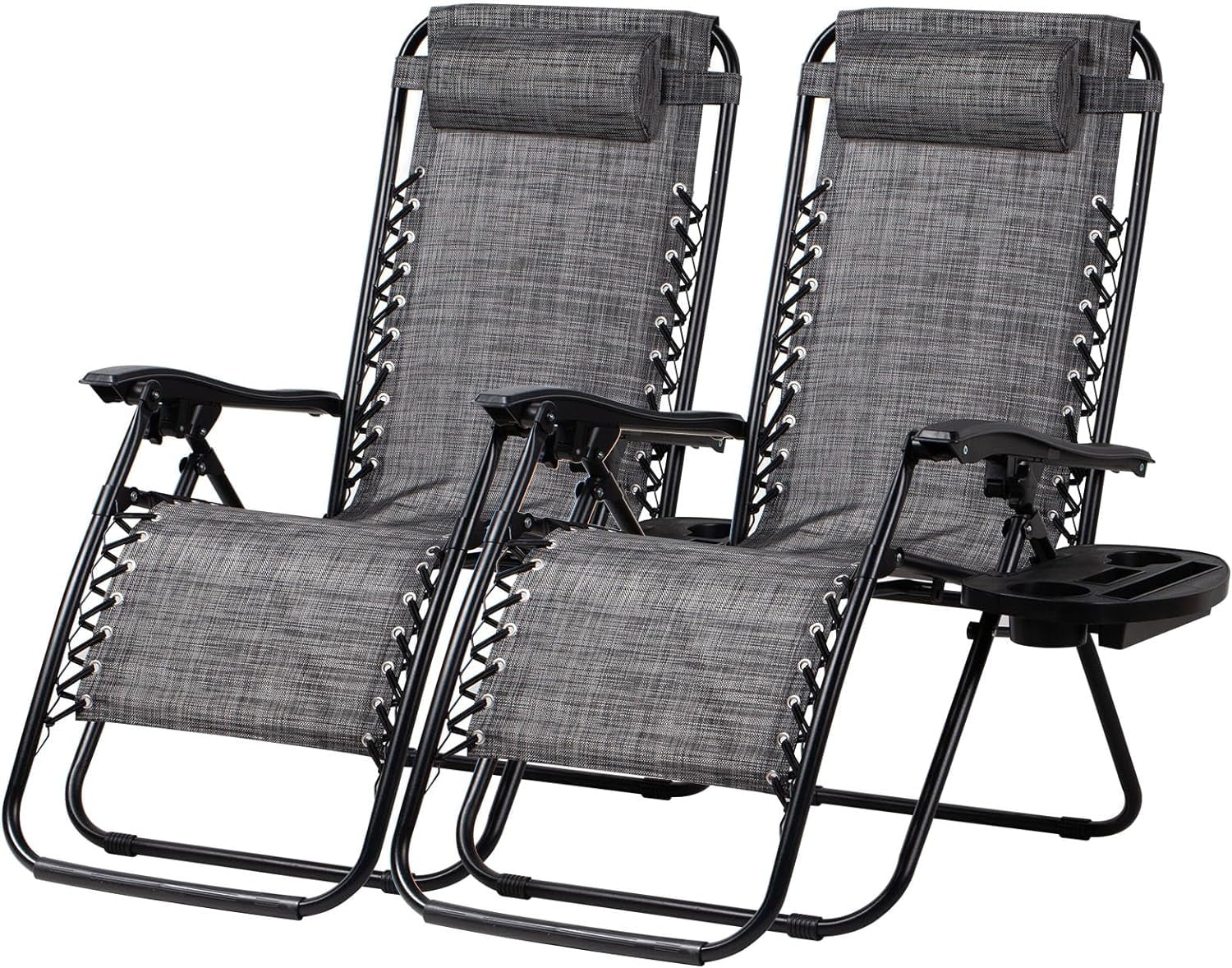 Set of 2 Relaxing Recliners Patio Chairs Adjustable Steel Mesh Zero ...