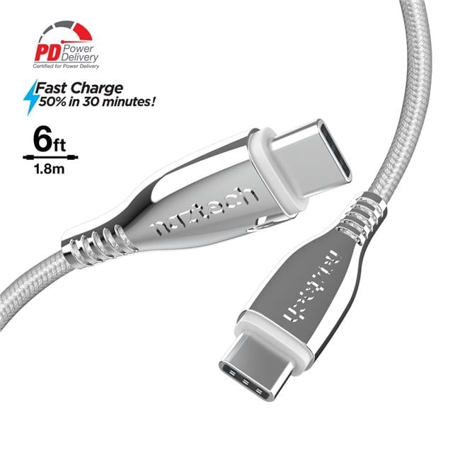 Naztech Naztech Titanium USB-C to USB-C Braided Cable 6ft () White ...