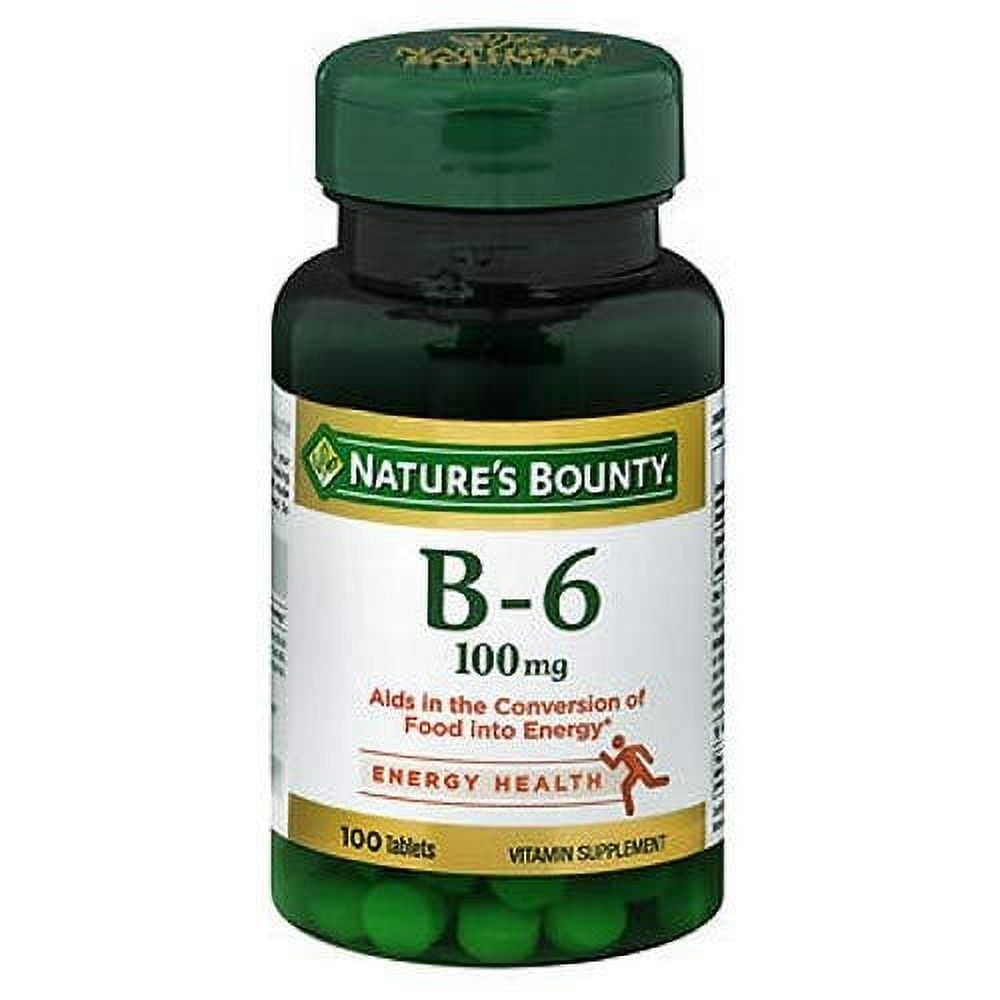 Nature's Bounty Vitamin B6 100mg, Metabolism Aid, 100 Tablets, Pack of ...