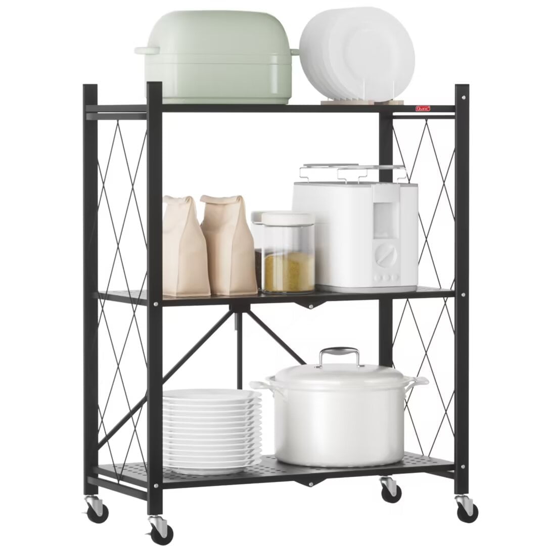 Nbcleanic 3-Tier Heavy Duty Metal Shelf, Kitchen Shelving Units, Black ...