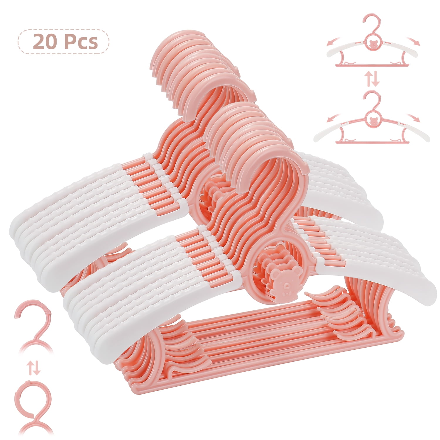 Nbpower Baby Hangers 20 Pack, 11"-14" Extendable Kids Hangers, Non-Slip ...