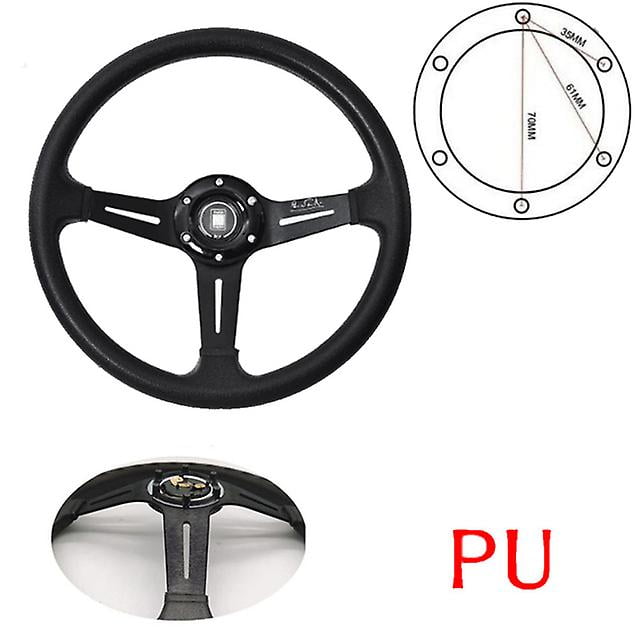Nd 14 Inch 350mm Universal Leather Auto Racing Steering Wheel Deep Corn ...