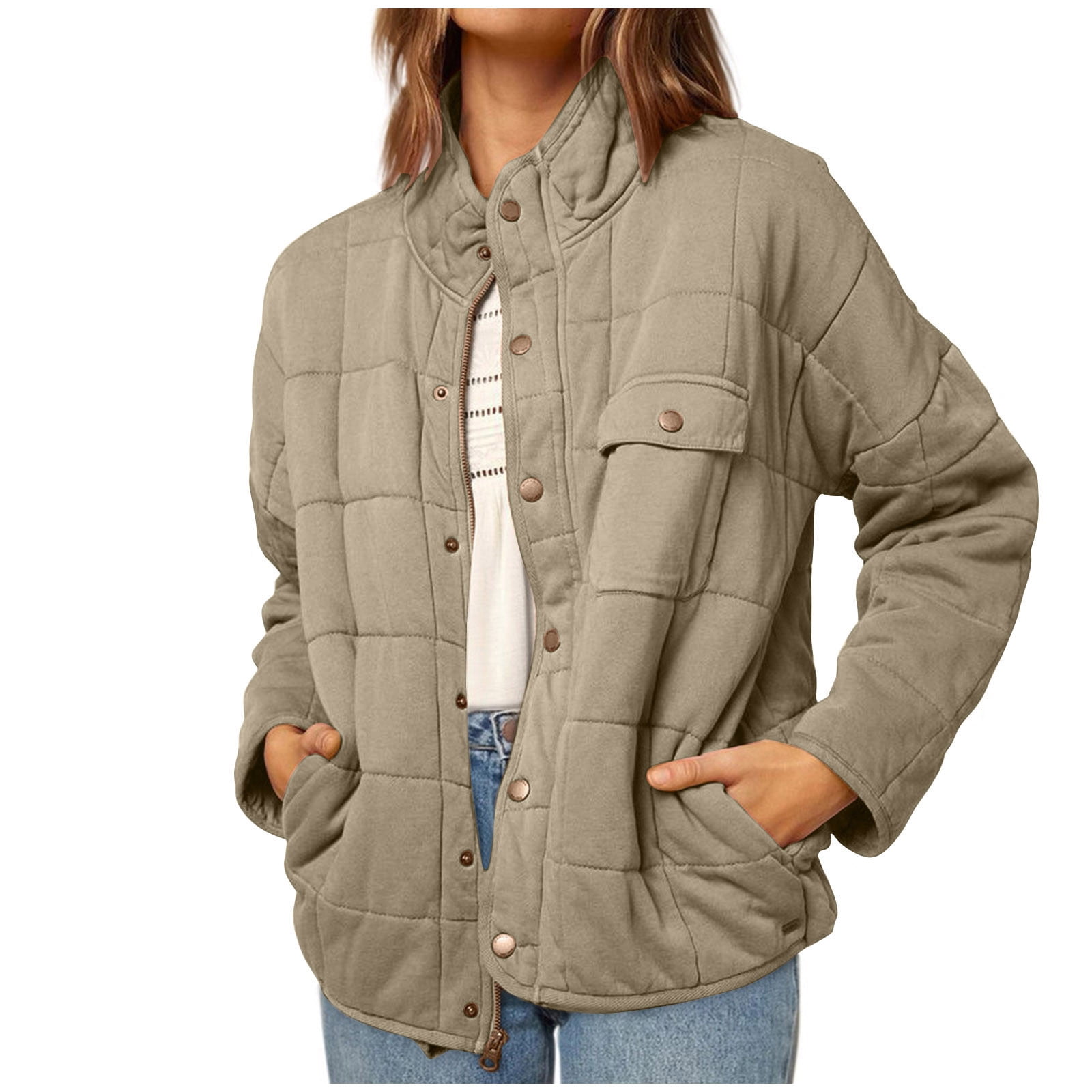 Ndbuld Women's Coat Short Quilted Jacket Coat Women's Outdoor Hooded ...