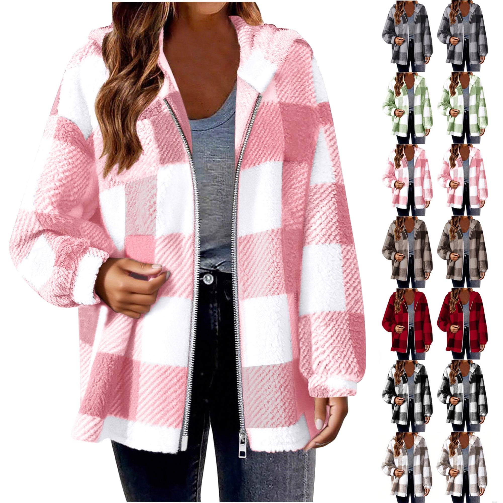 Ndbuld Women's Flannel Plaid Shacket Long Sleeve Button Down Shirts ...