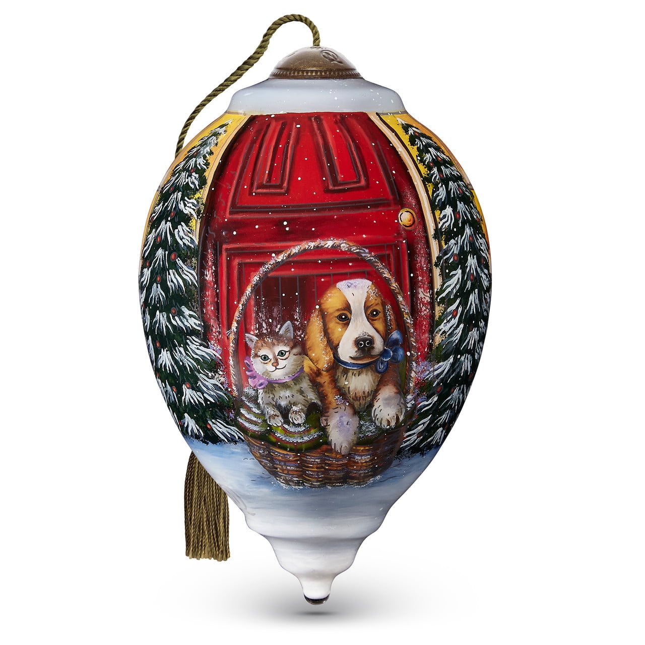 Ne'Qwa Art Fluffy Christmas Surprise, Hand-Painted Glass Ornament ...