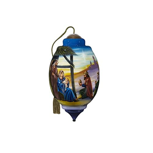 Ne’Qwa Art Unto Us A Child Is Born, Hand-Painted Glass Ornament ...