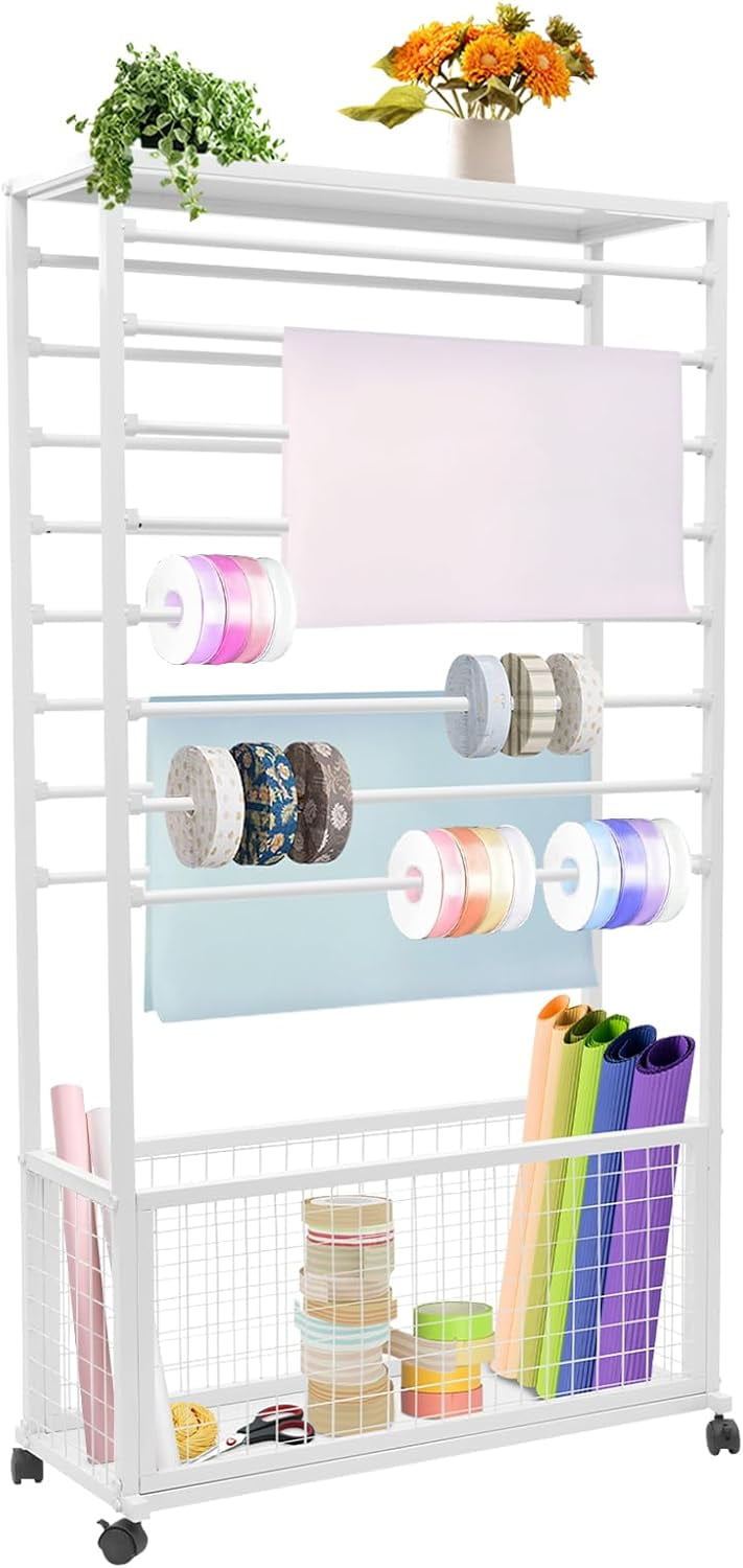 NeNchengLi 16 Tiers Metal Ribbon Holder Organizer Rack Double-Sided ...