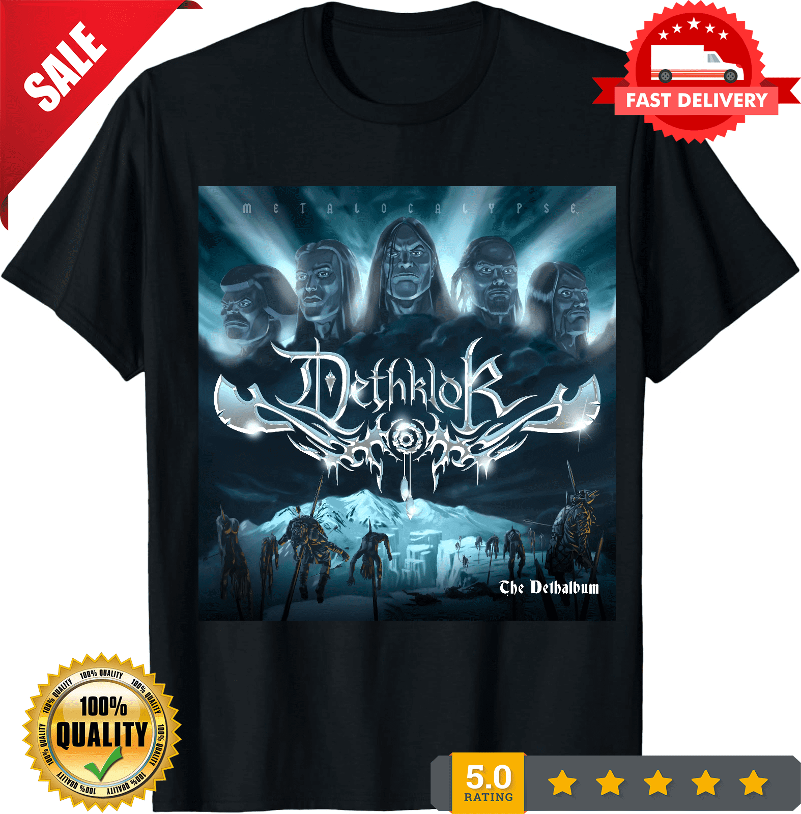 NeW! Popular Dethklok The Deth Melodic Music Graphic Logo T-Shirt Size ...