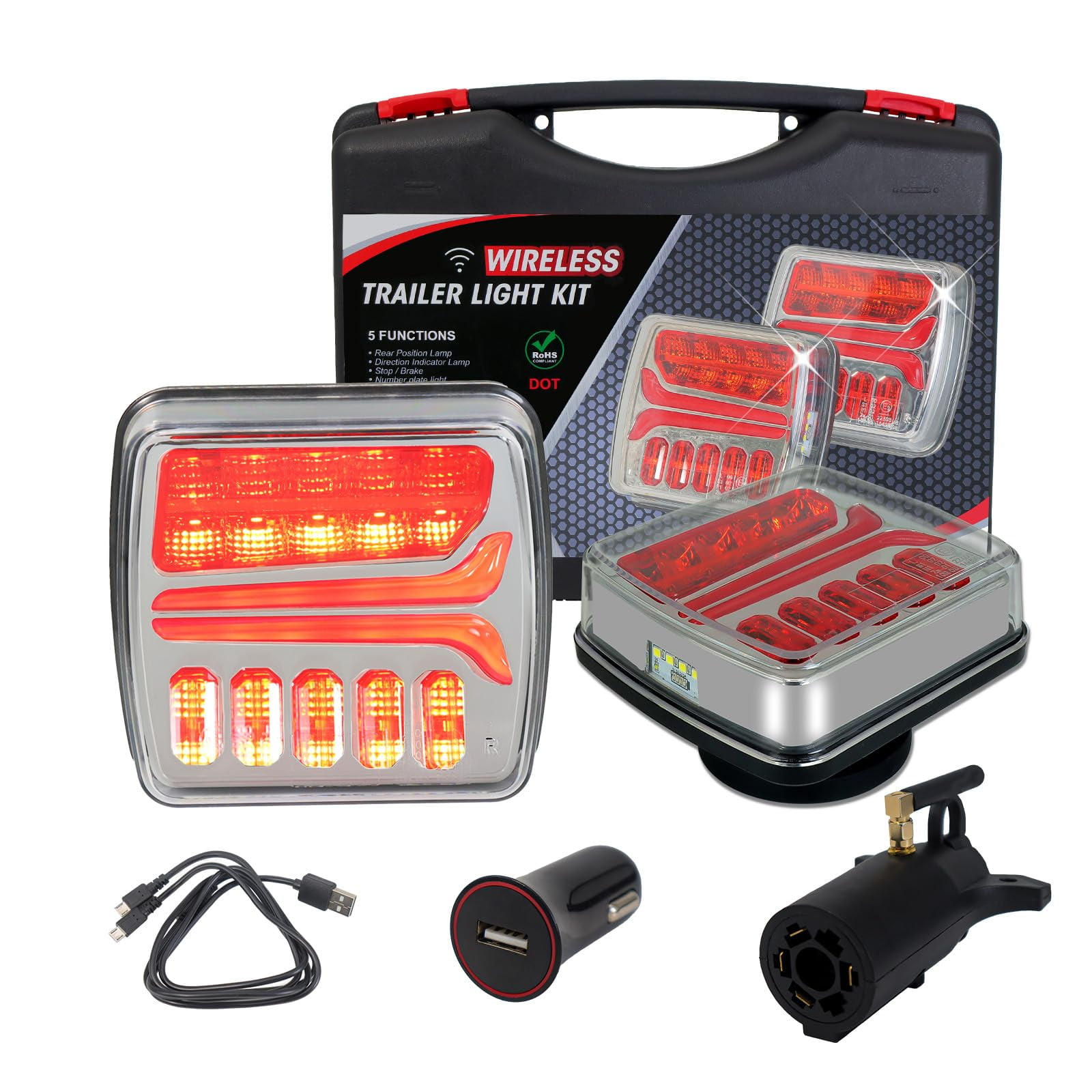 NeaLia Magnetic Wireless Trailer Lights, Rechargeable LED Trailer Light ...
