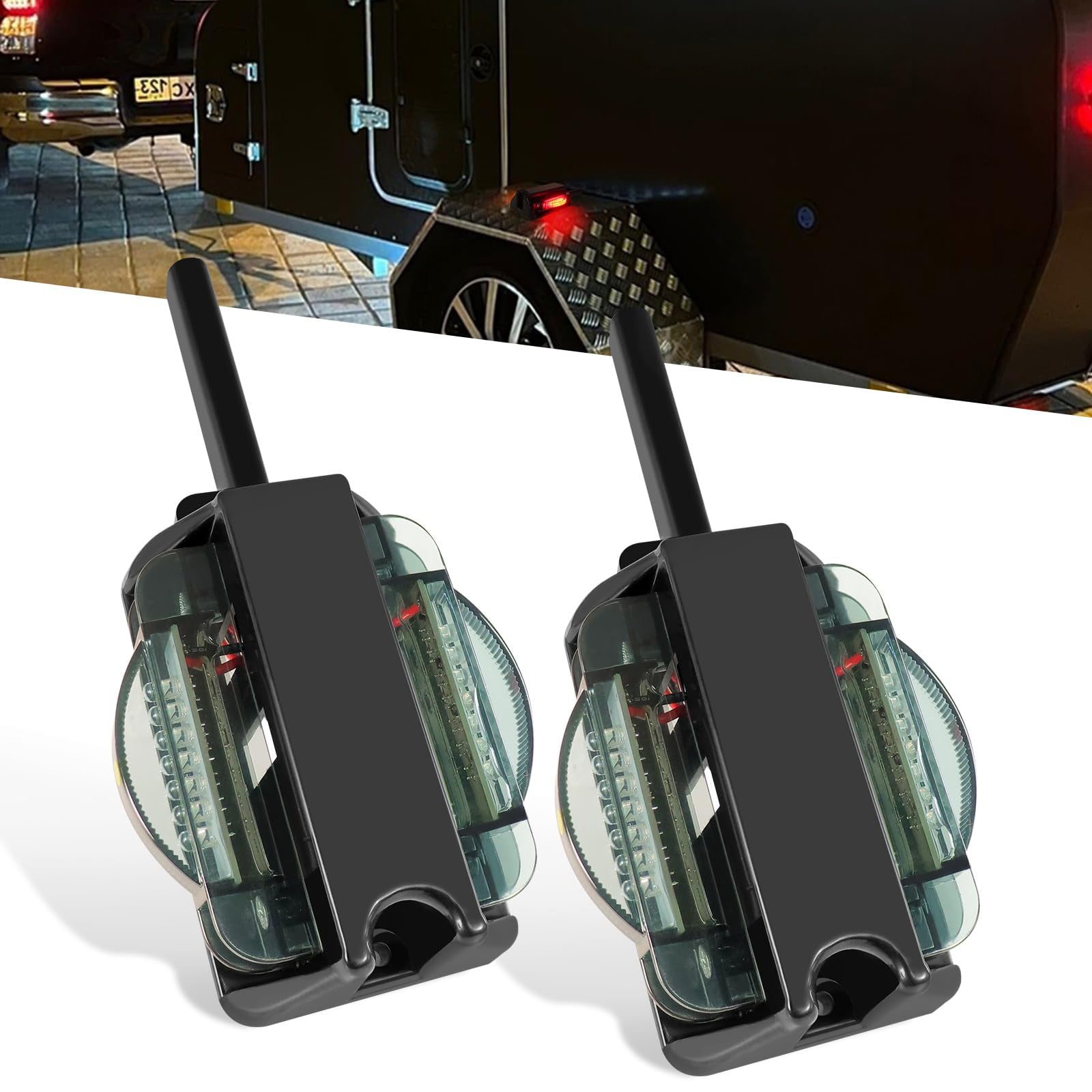 NeaLia Smoke Lens Trailer RRF12 Fender Lights, Amber/Red, 14 LED Marker ...