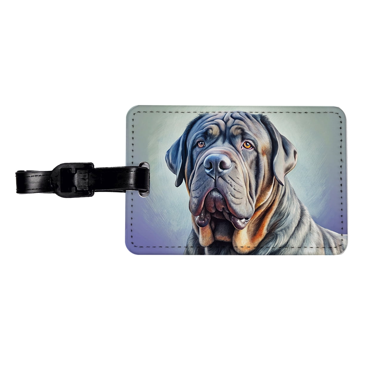 Neapolitan Mastiff Dog Illustration Faux Leather Travel Luggage Tag ...
