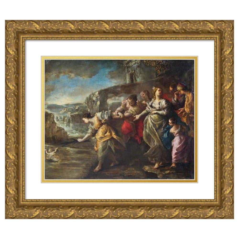 Neapolitan School 18x15 Gold Ornate Wood Frame and Double Matted Museum ...