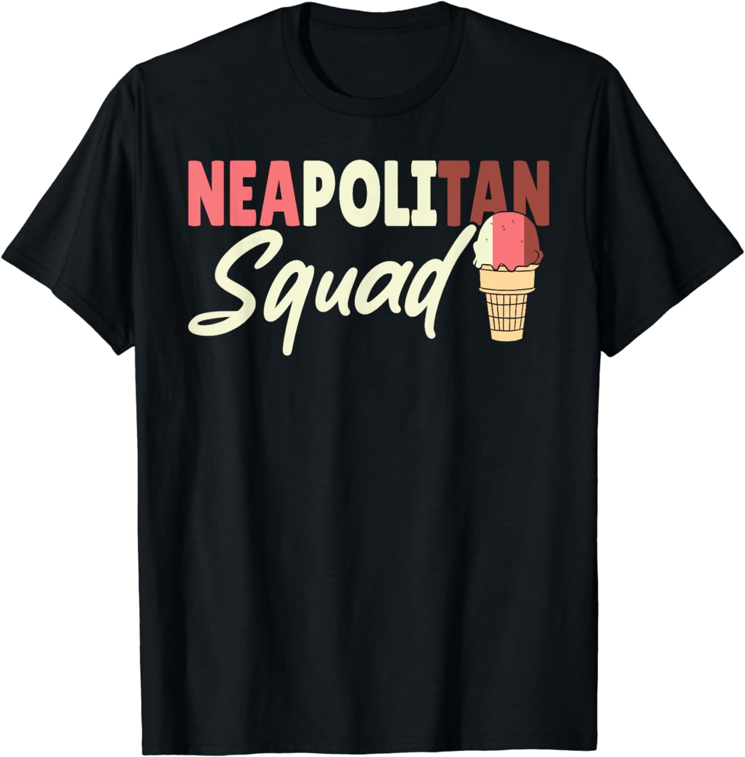 Neapolitan Squad Chocolate Strawberry Vanilla Ice Cream Cotton T-Shirt ...