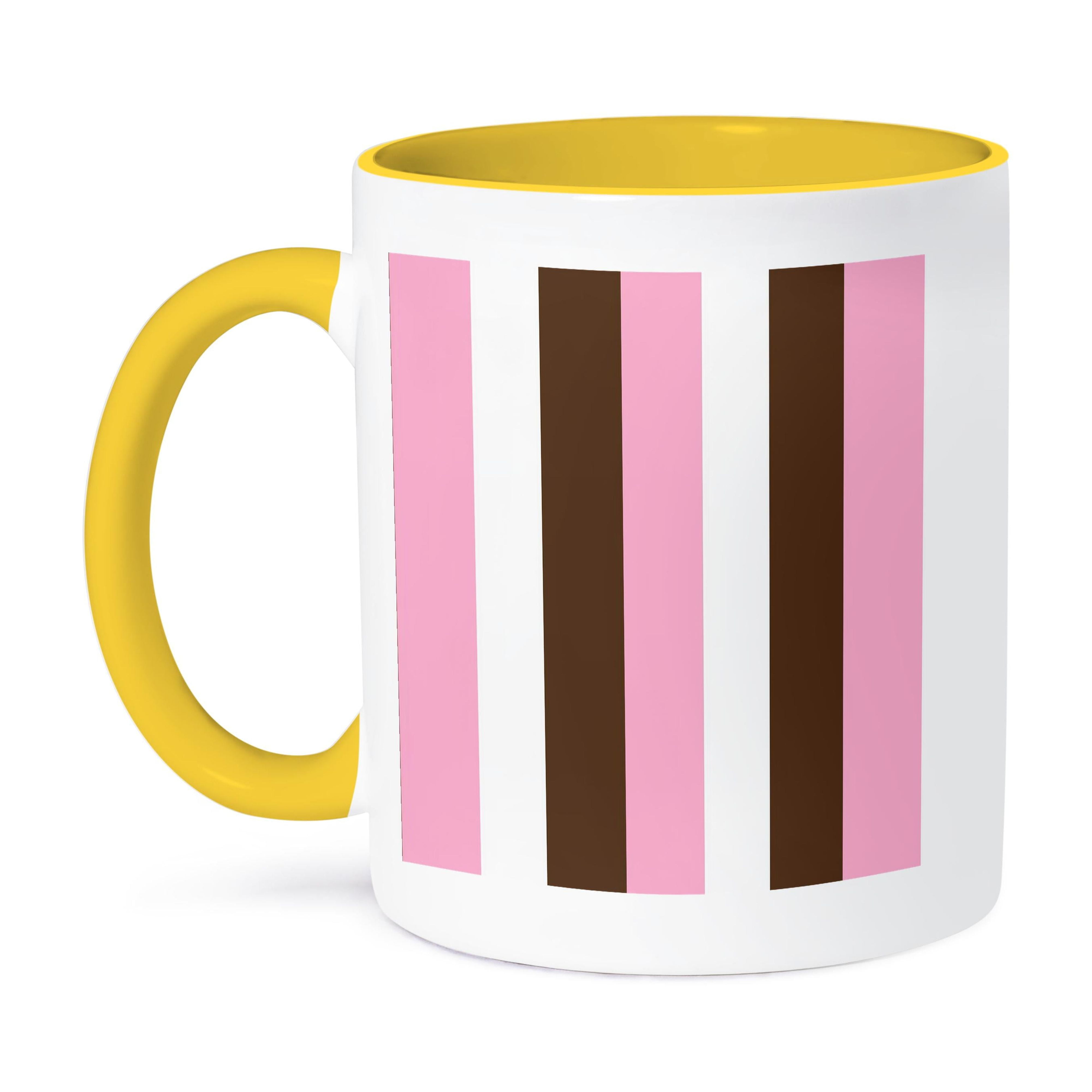 3dRose, Neapolitan stripes ice cream art, 11oz Two-Tone Yellow Mug ...