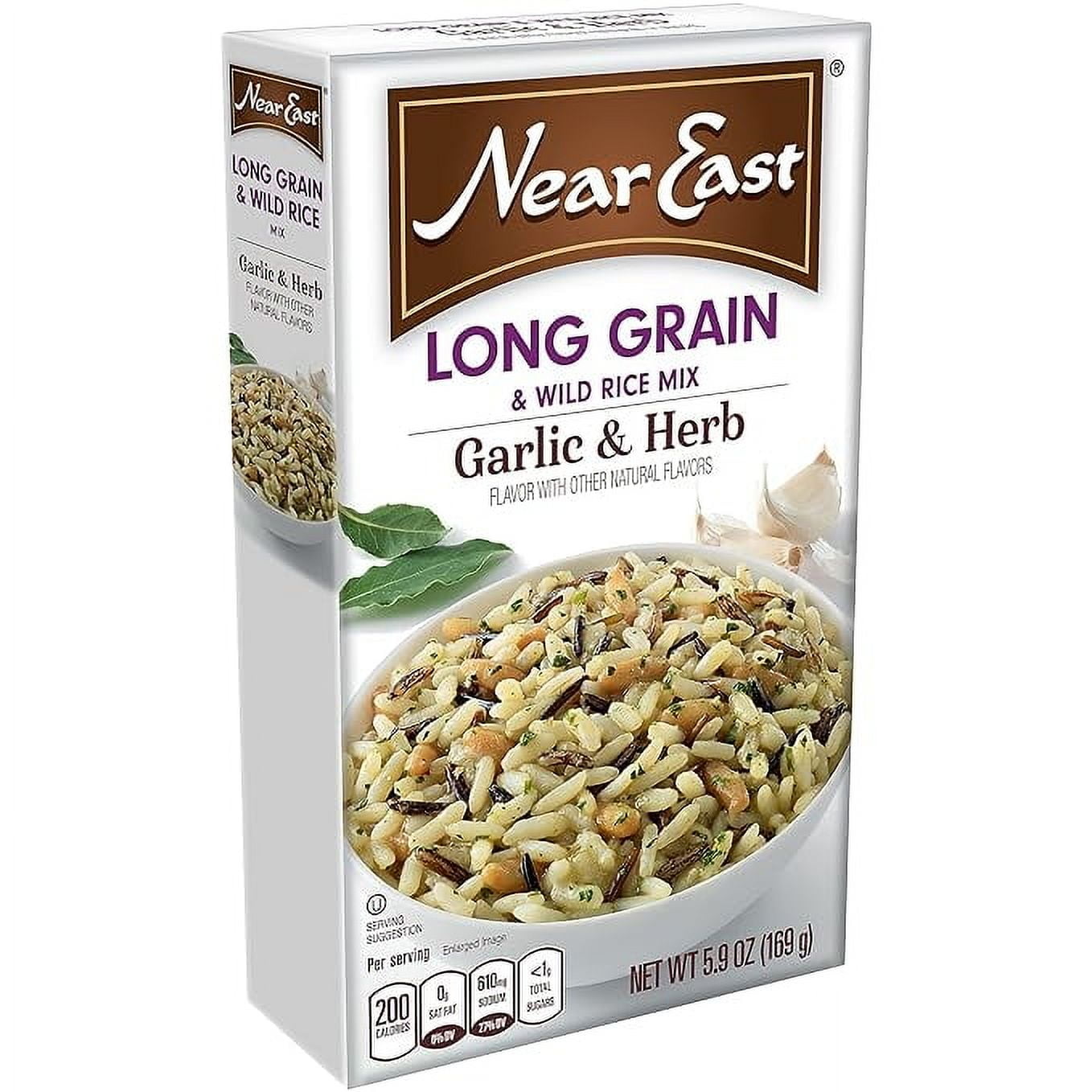 Near East Long Rain & Wild Rice Mix, Garlic & Herb, 5.9oz Boz (Pack of ...
