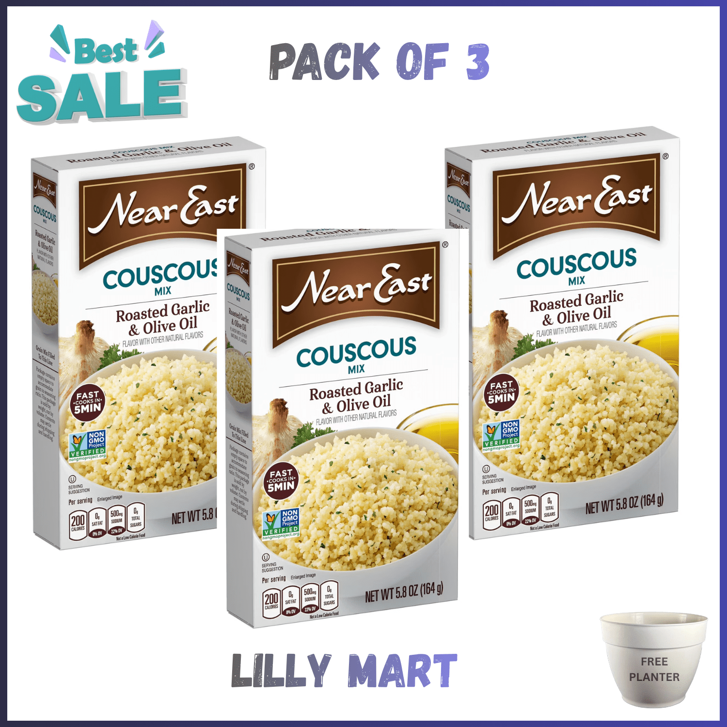 Near East Roasted Garlic & Olive Oil Couscous Mix, Packaged Meal, Shelf ...