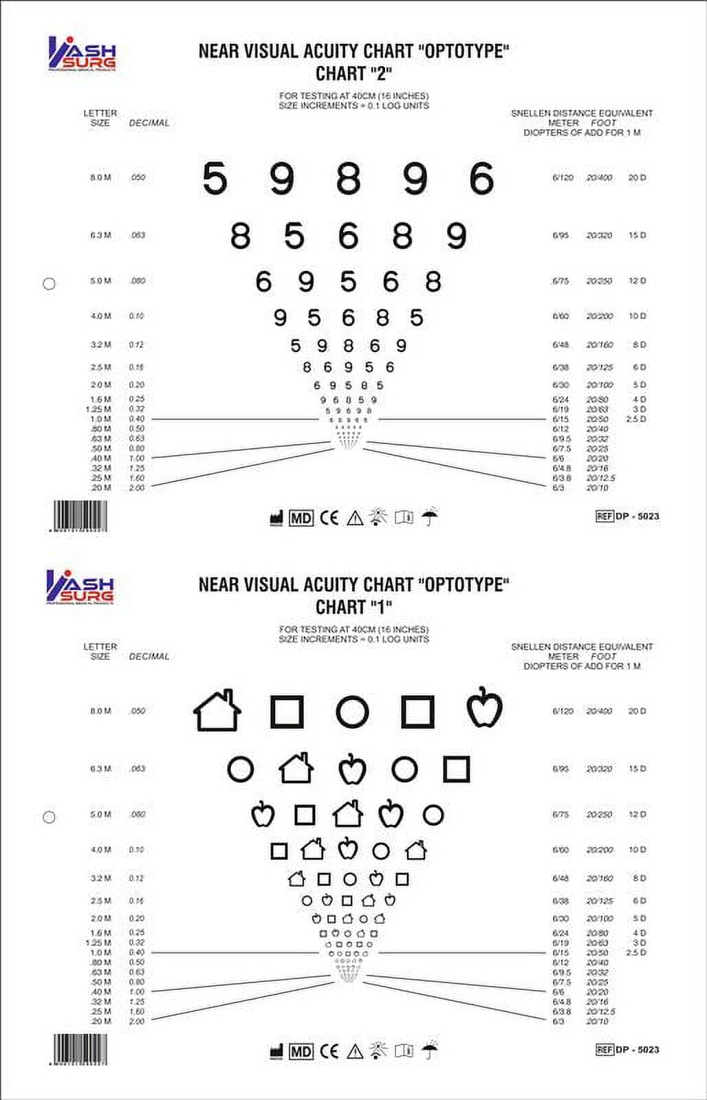 Near Vision Chart with Symbols & Numbers with 16 Inch Cord - Walmart.com