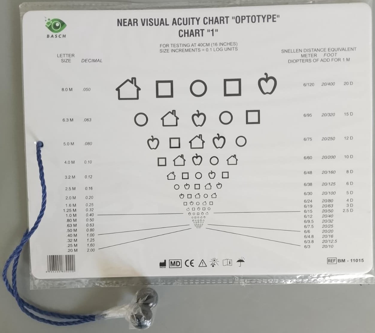 Near Vision Chart with Symbols & Numbers with 16Inch Cord - Walmart.com