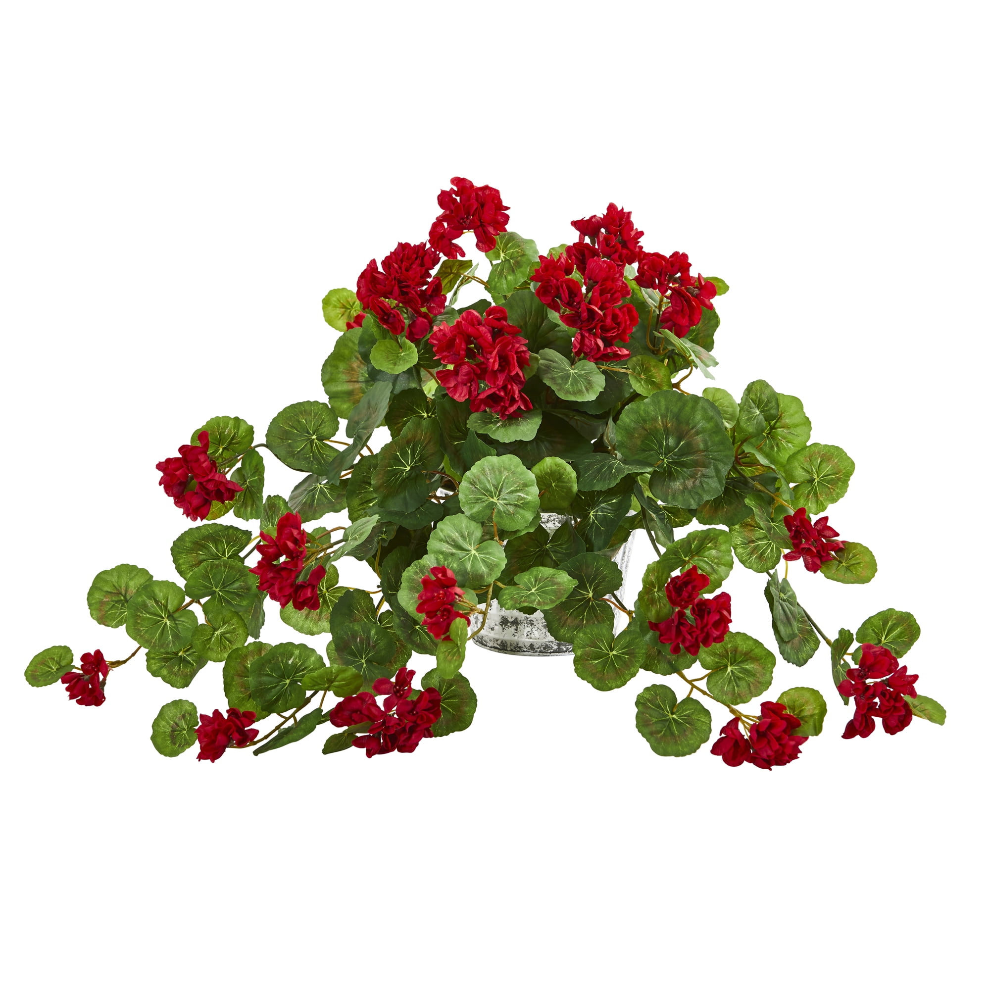 Nearly Natural 15" Plastic and Polyester Geranium Artificial Plant in ...