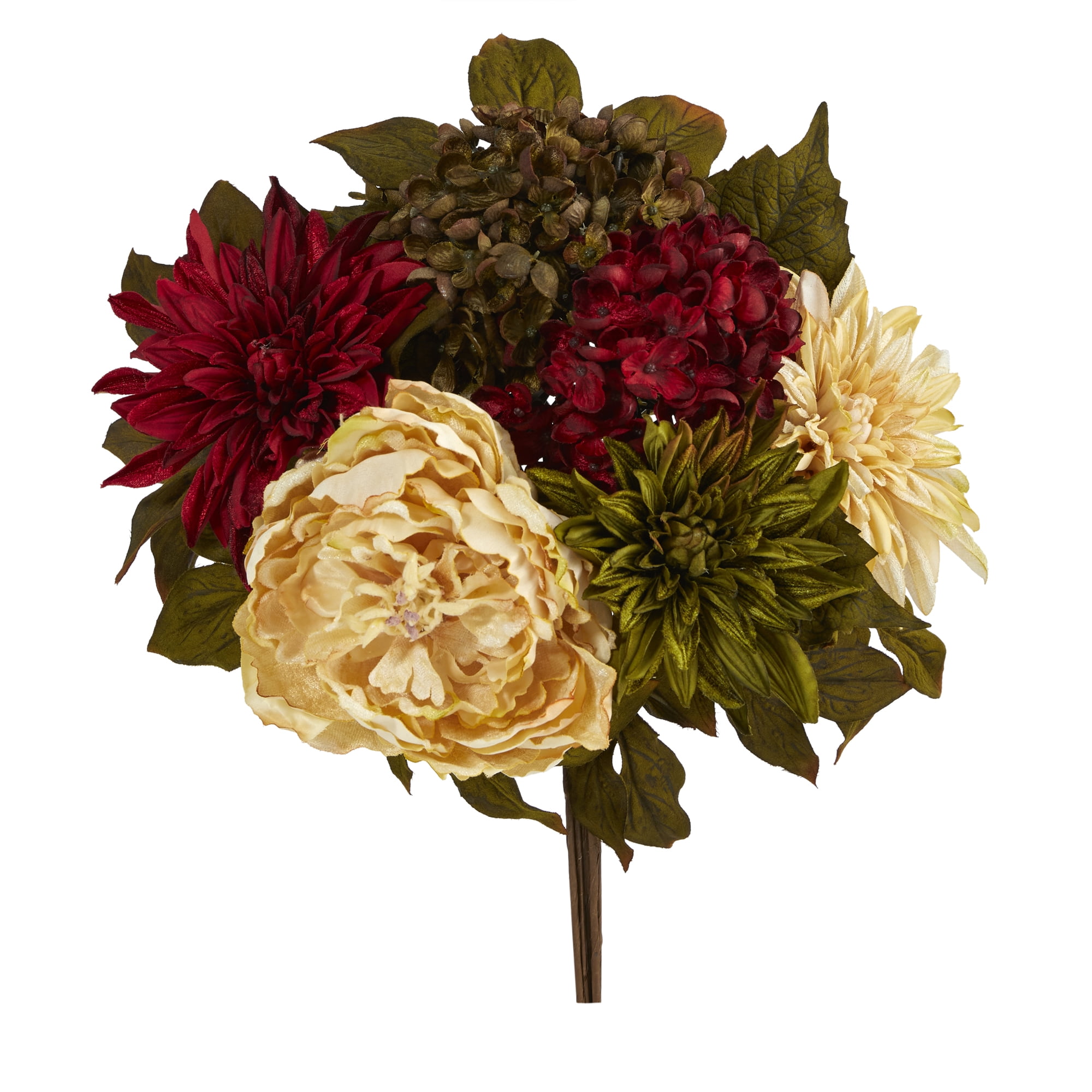 Nearly Natural 16" Peony, Hydrangea and Dahlia Artificial Flower ...