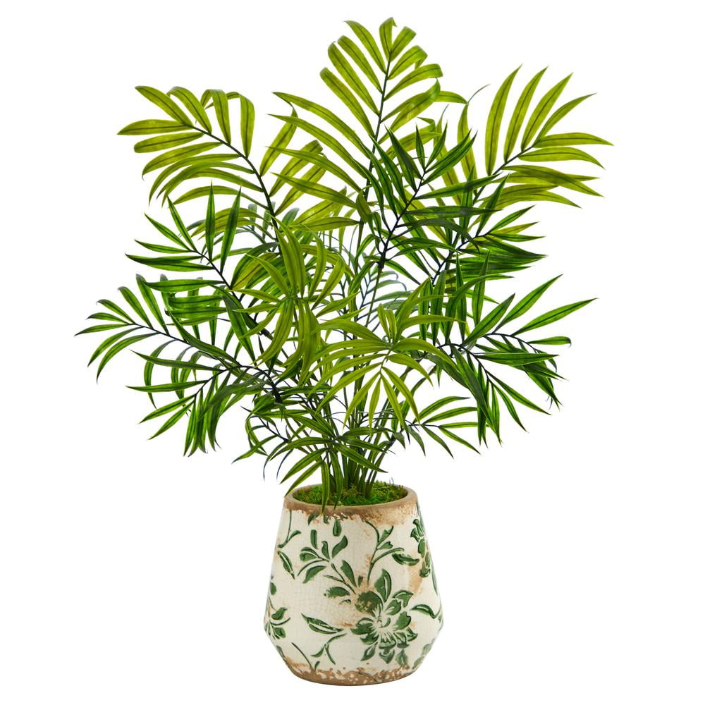 Nearly Natural 18" Plastic/Polyester Mini Areca Palm Artificial Plant ...