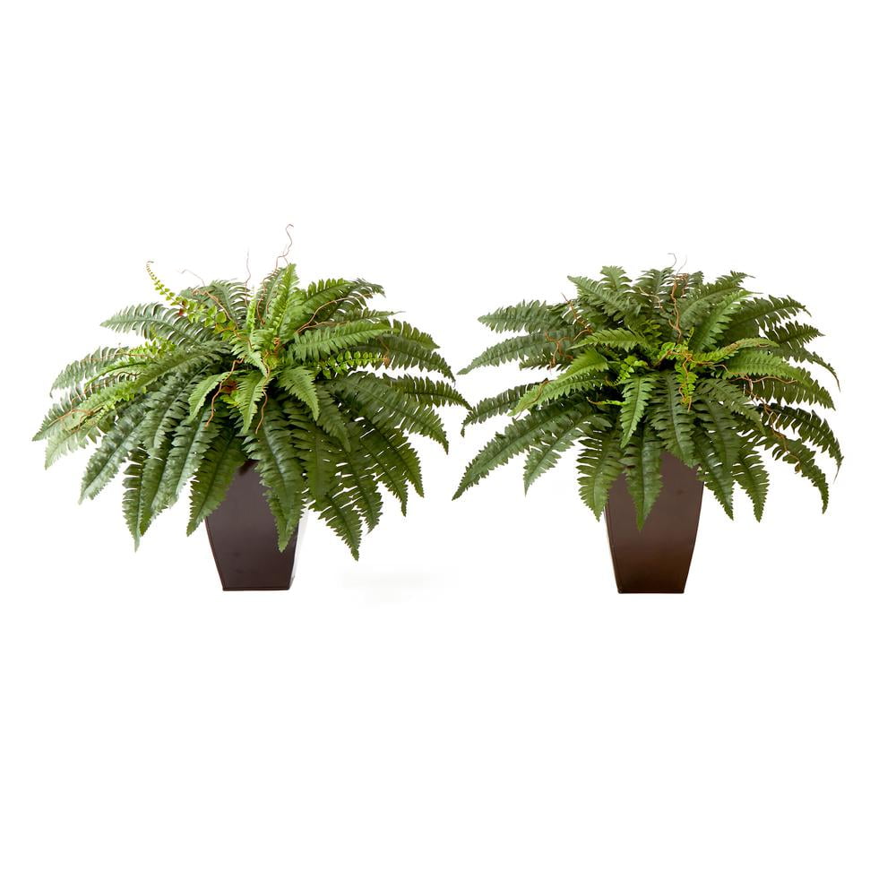Nearly Natural 23in. Artificial Boston Fern Plant with Tapered Bronze ...