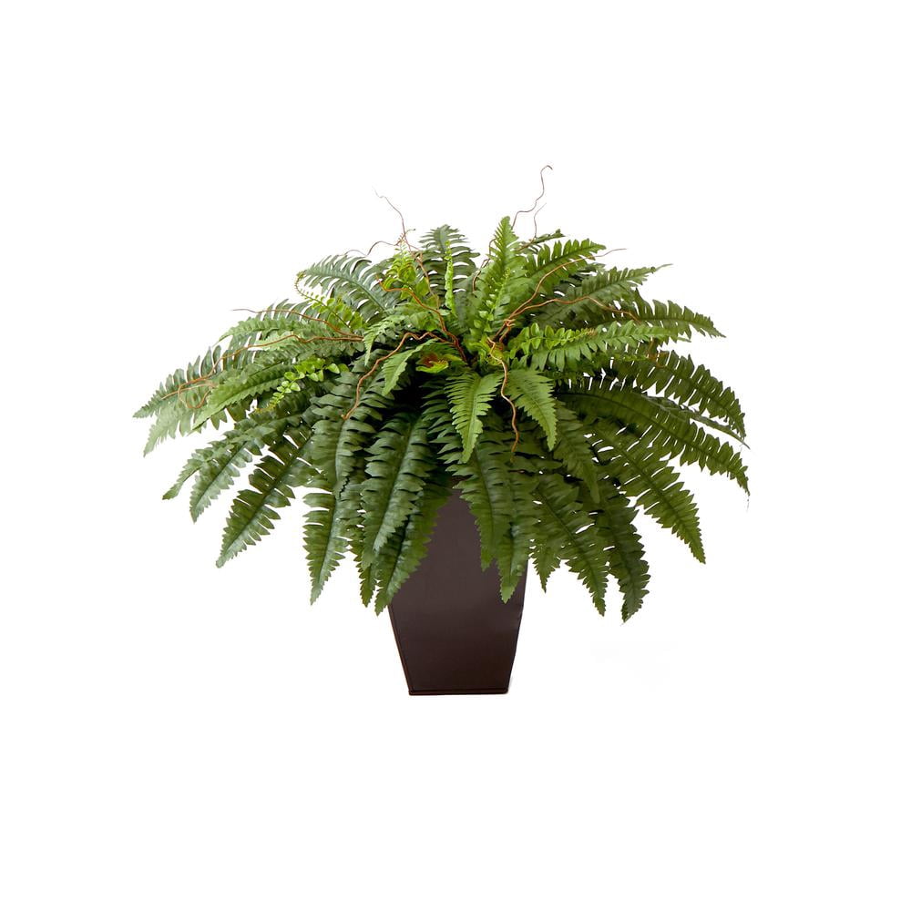 Nearly Natural 23in. Artificial Boston Fern Plant with Tapered Bronze ...