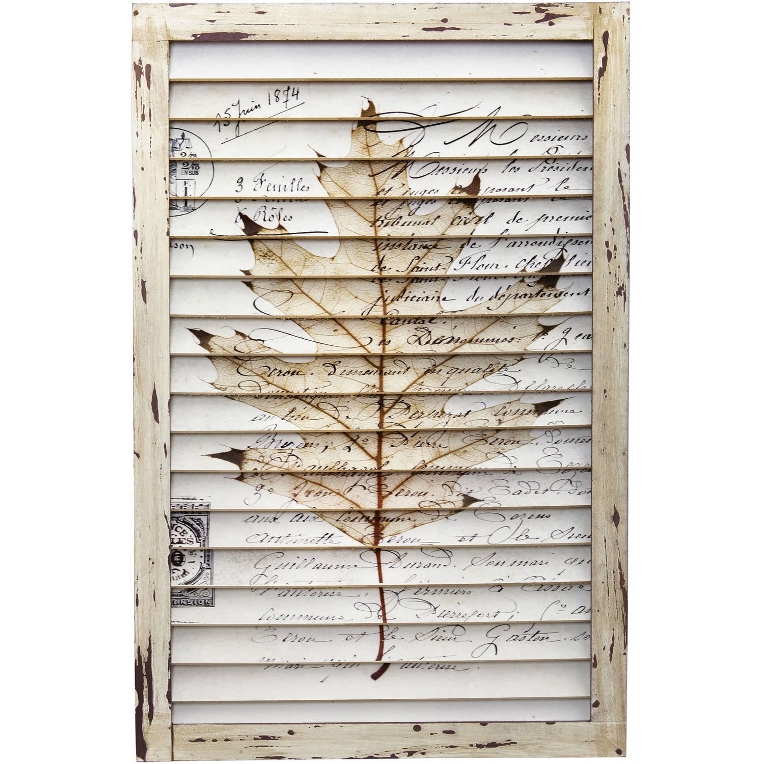 Nearly Natural 24" Maple Leaf Window Shutter Wall Decor, Cream ...