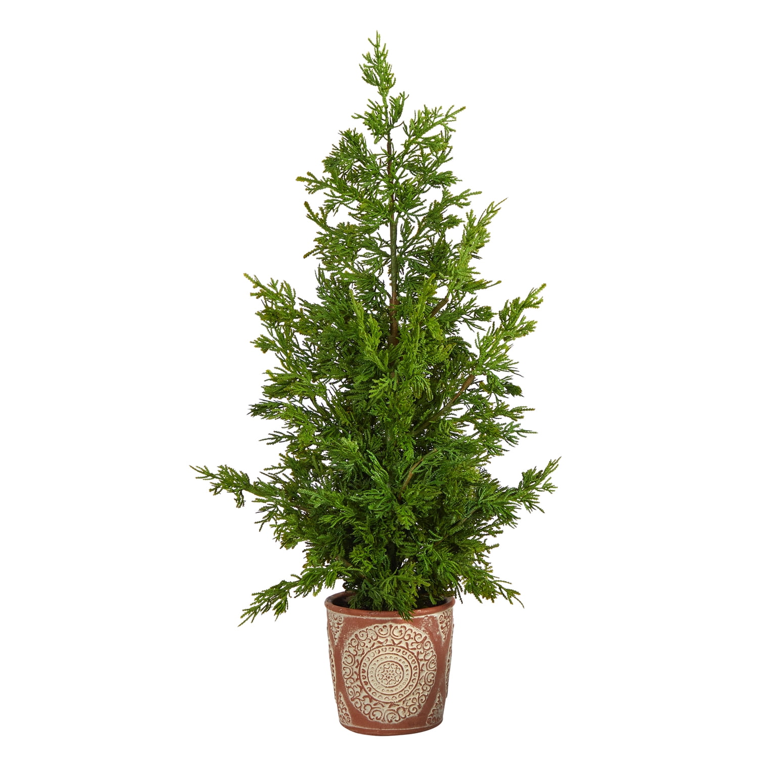 Nearly Natural 28in. Cedar Pine Look Artificial Tree in Decorative ...