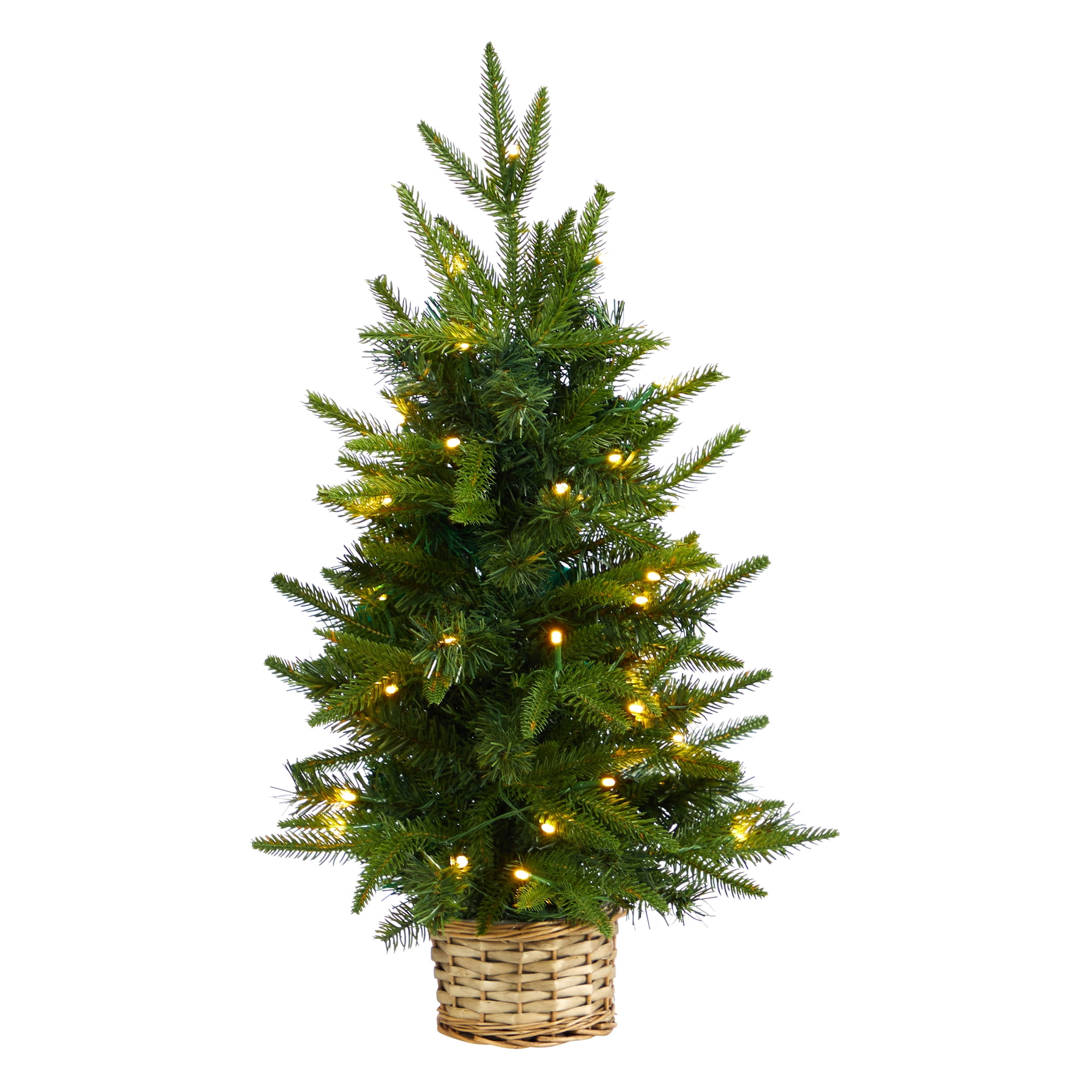 Nearly Natural 2ft. Artificial Christmas Tree with 35 Clear LED Lights ...