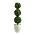 Nearly Natural 3.5' Boxwood Triple Ball Artificial Topiary in Planter ...