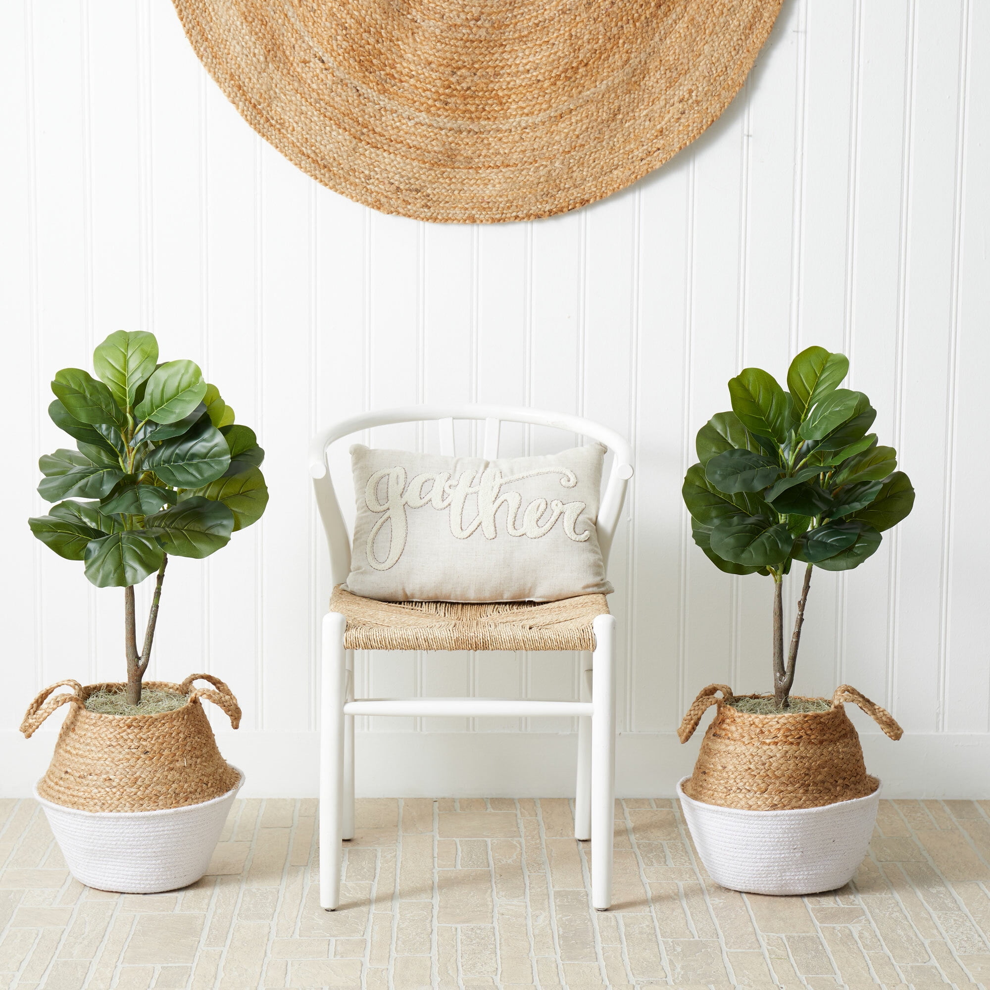 Nearly Natural 3' Artificial Fiddle Leaf Fig Tree DIY Kit - Set of 2 ...