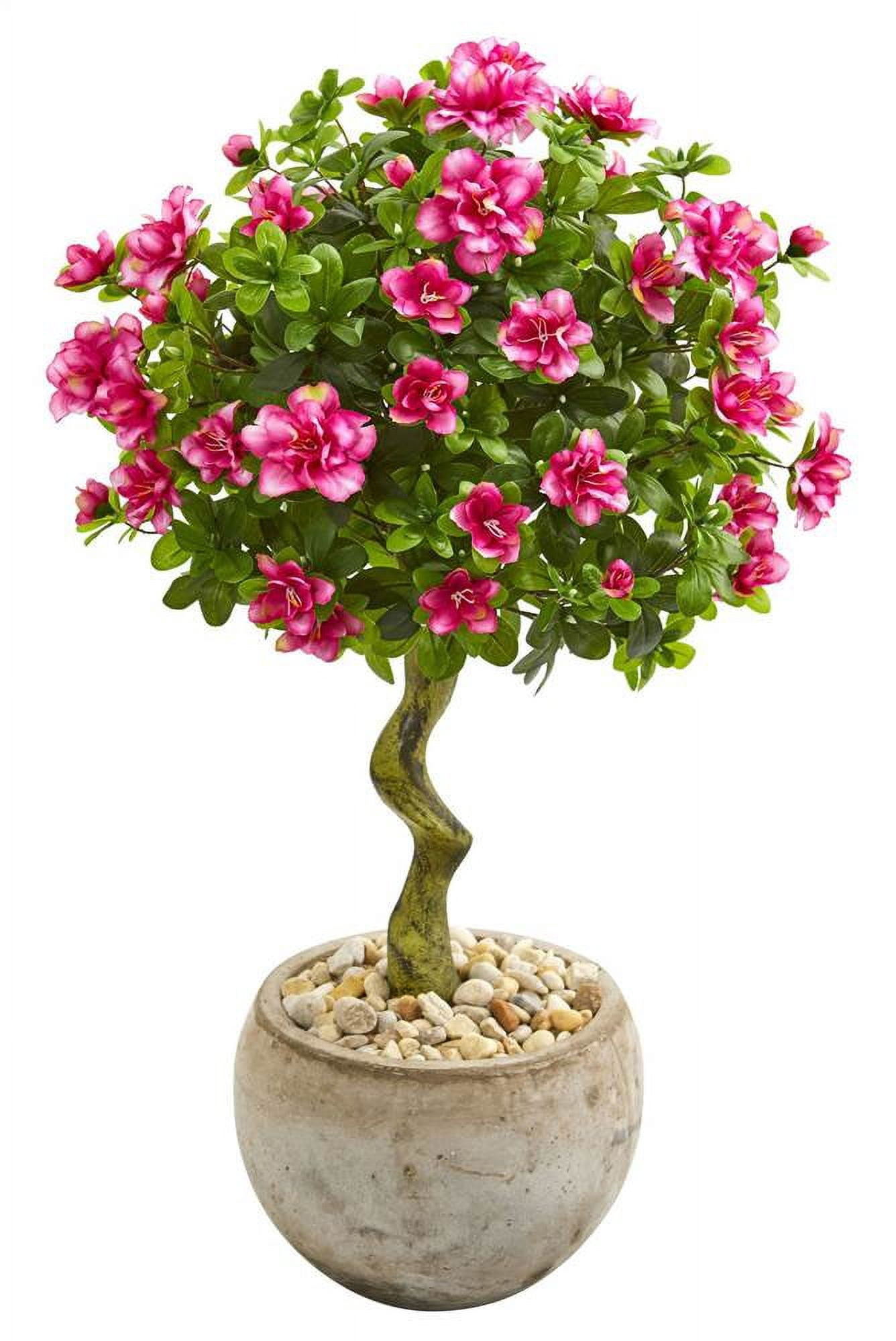 Nearly Natural 3-Ft. Azalea Artificial Topiary Bowl Planter Silk Trees ...