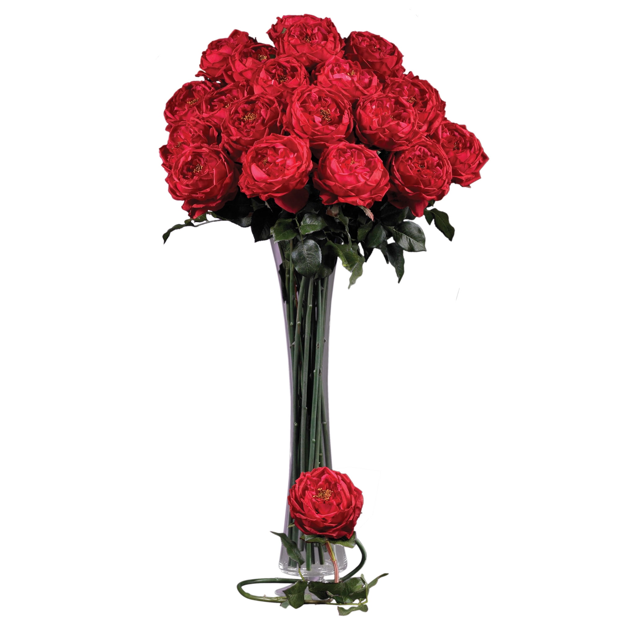 Nearly Natural 31" Large Rose Stem, Red, 12pc - Walmart.com