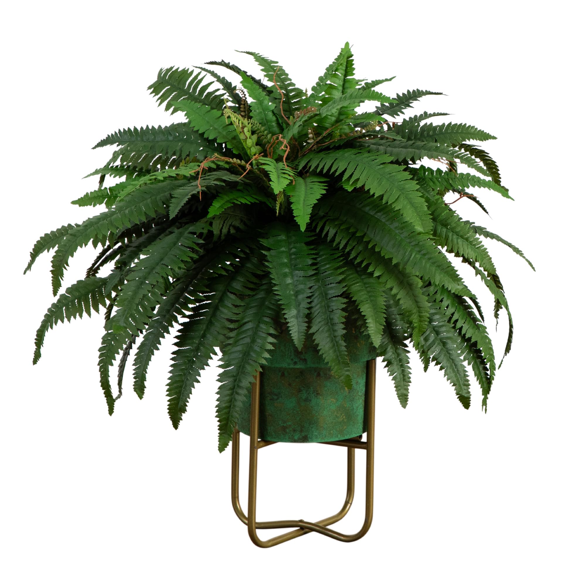 Nearly Natural 31-in Artificial Boston Fern Plant on Display Stand in ...