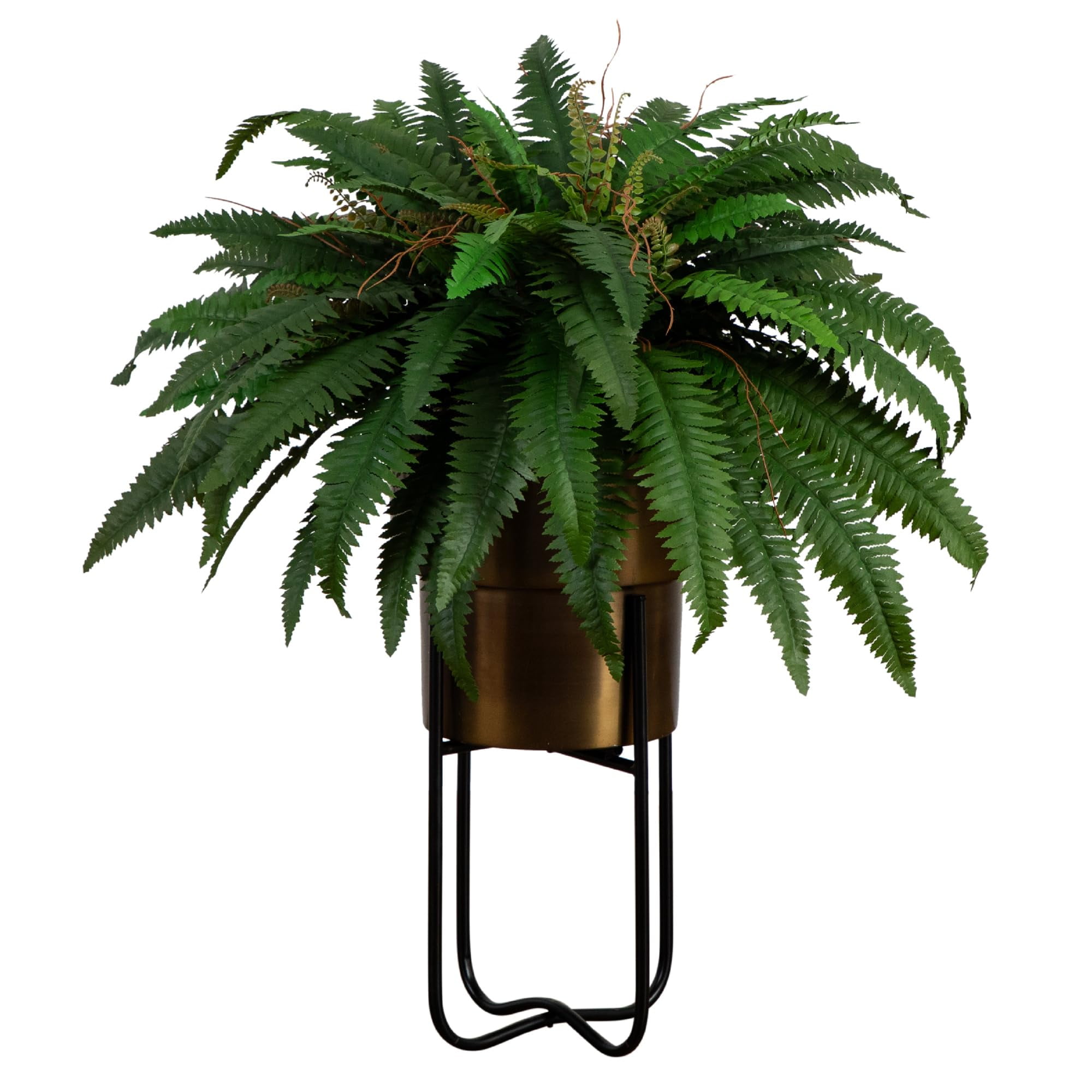 Nearly Natural 35-in Artificial Boston Fern Plant on Display Stand in ...