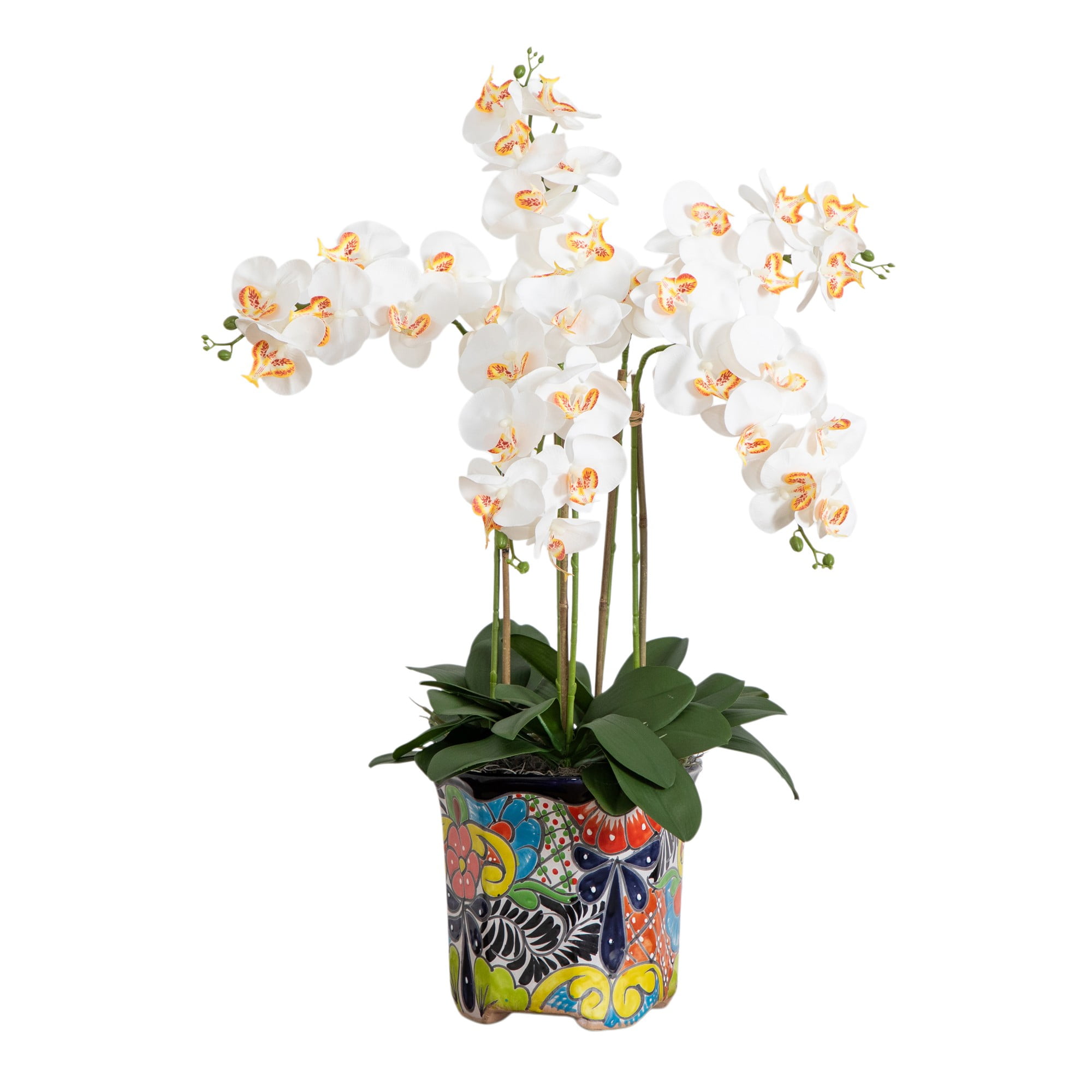 Nearly Natural 36in. Artificial Large Orchid Arrangement in Handmade ...