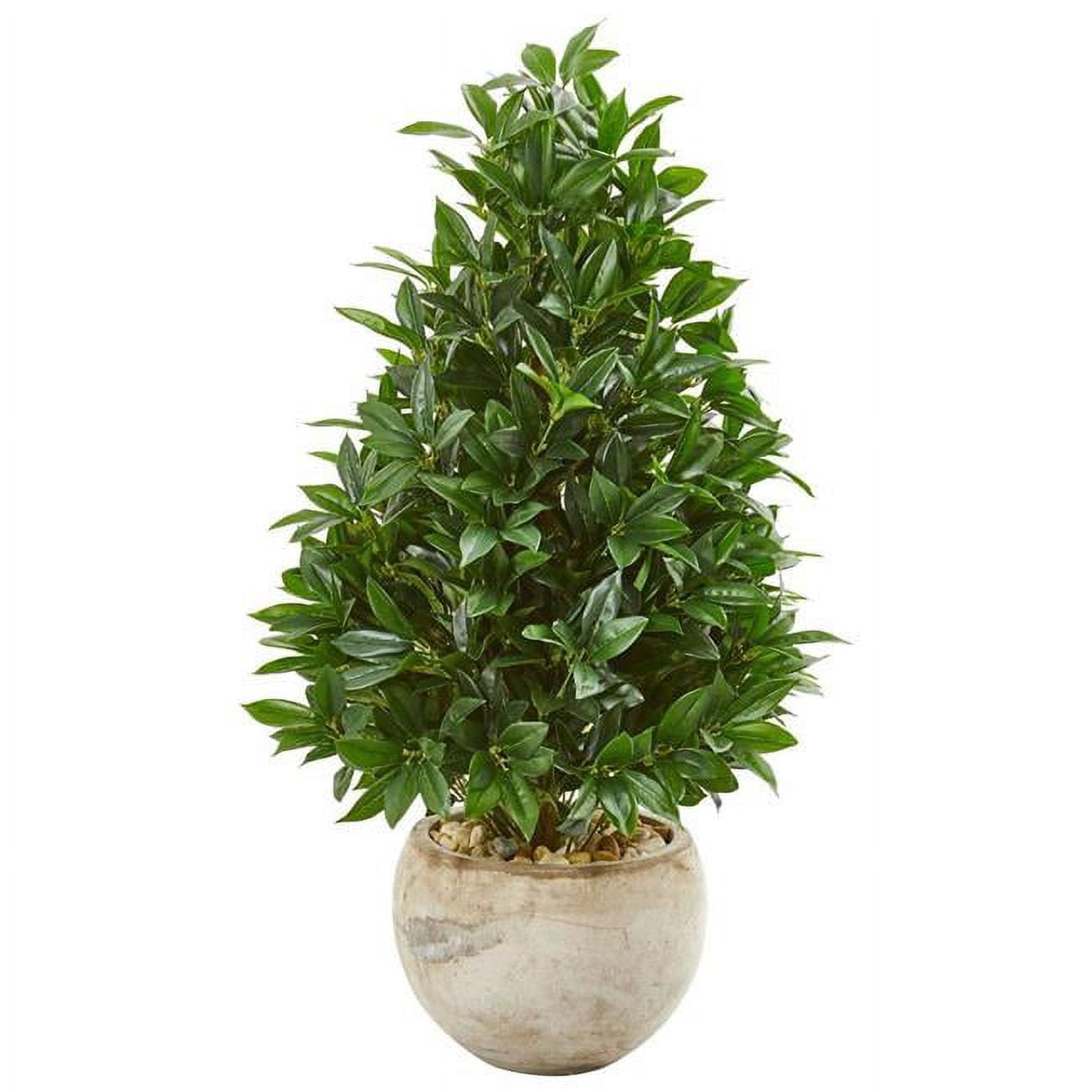 Nearly Natural 38" Bay Leaf Cone Topiary Artificial Tree in Bowl ...