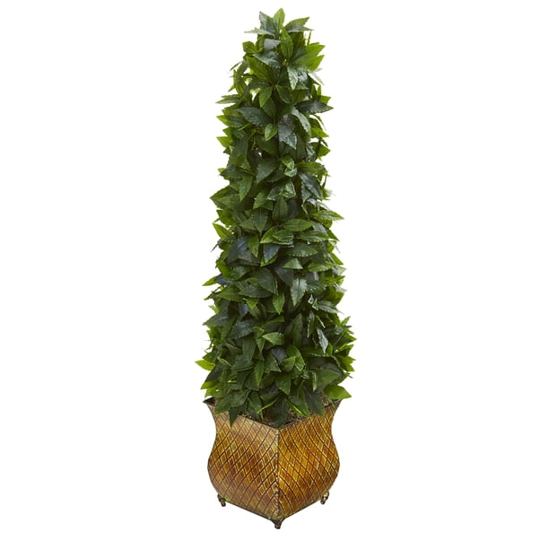 Nearly Natural 9933 38” Sweet Bay Cone Topiary Artificial Tree in ...