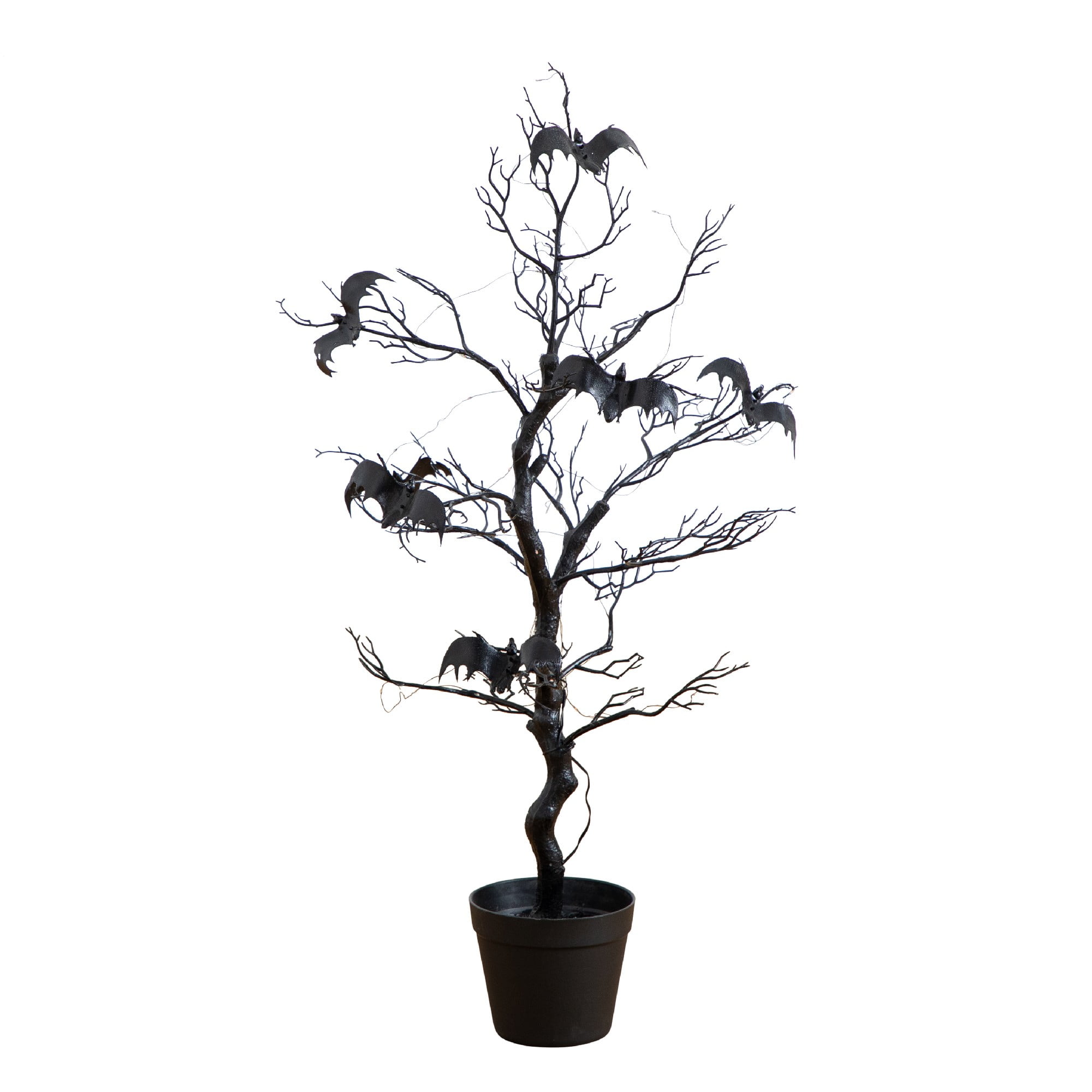 Nearly Natural 3ft. Pre-Lit Artificial Halloween Black Spooky Twig Tree ...